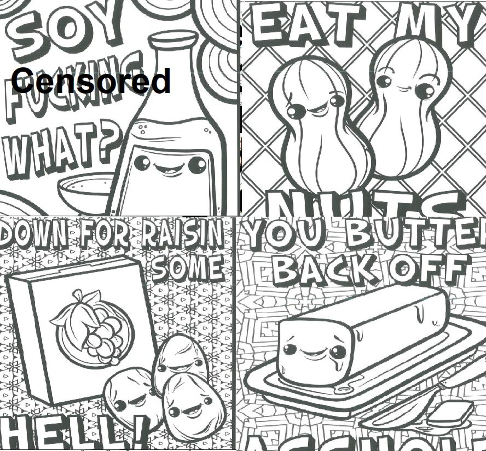 Potty Mouth Foods Digital Adult Coloring Pages - Etsy