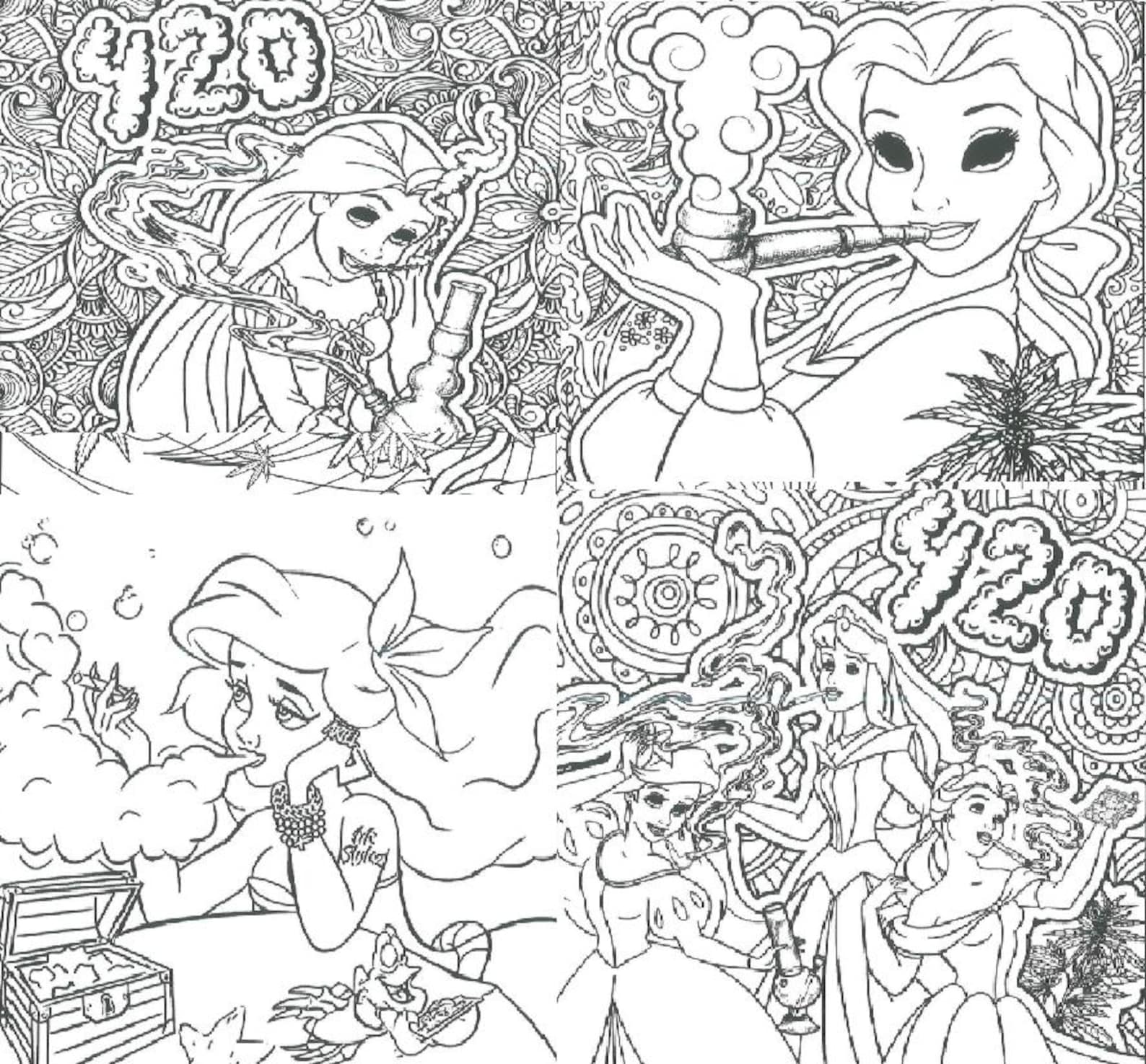 420 Stoner Princess Digital Coloring Pages - Etsy