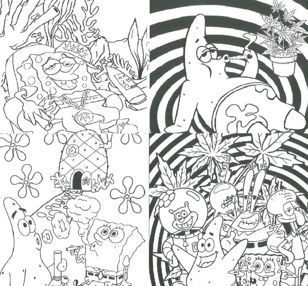 420 Stoner Spongebob Digital Adult Coloring Pages - Etsy