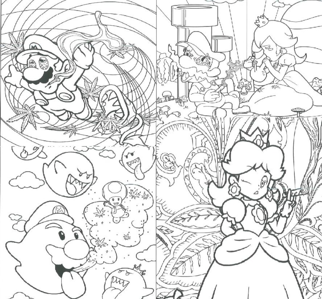 420 Stoner Mario Digital Coloring Pages - Etsy