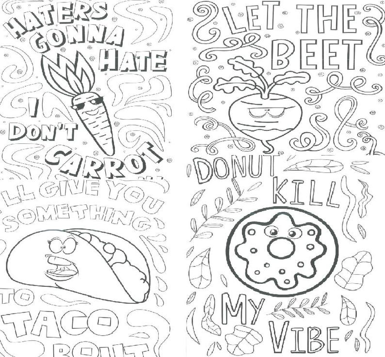 Food Puns Digital Coloring Pages - Etsy