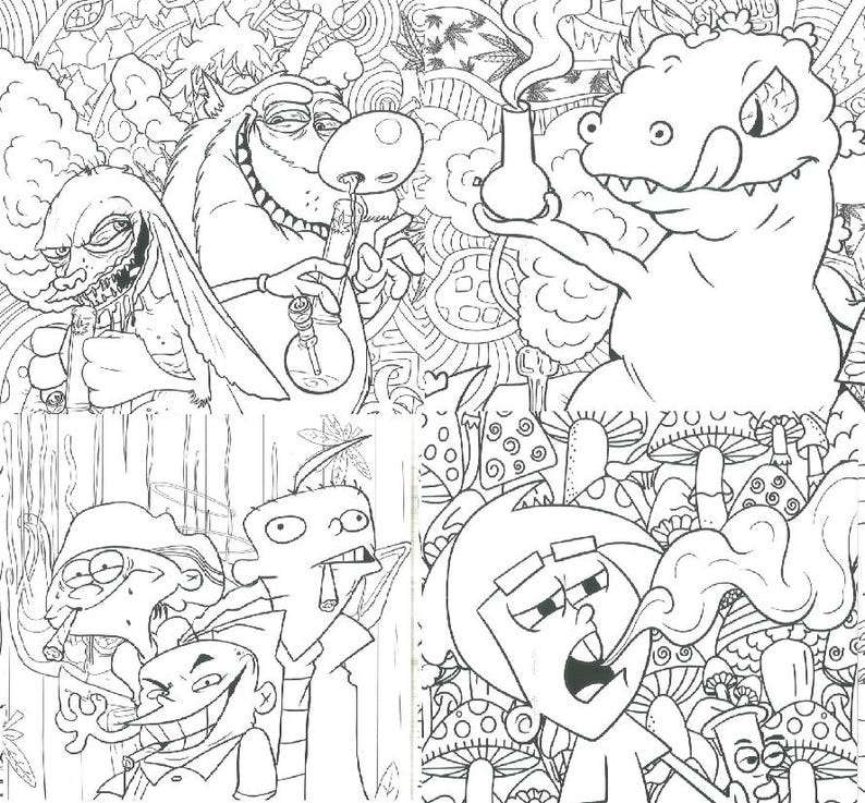 90s Cartoon Characters 420 Adult Digital Coloring Pages - Etsy
