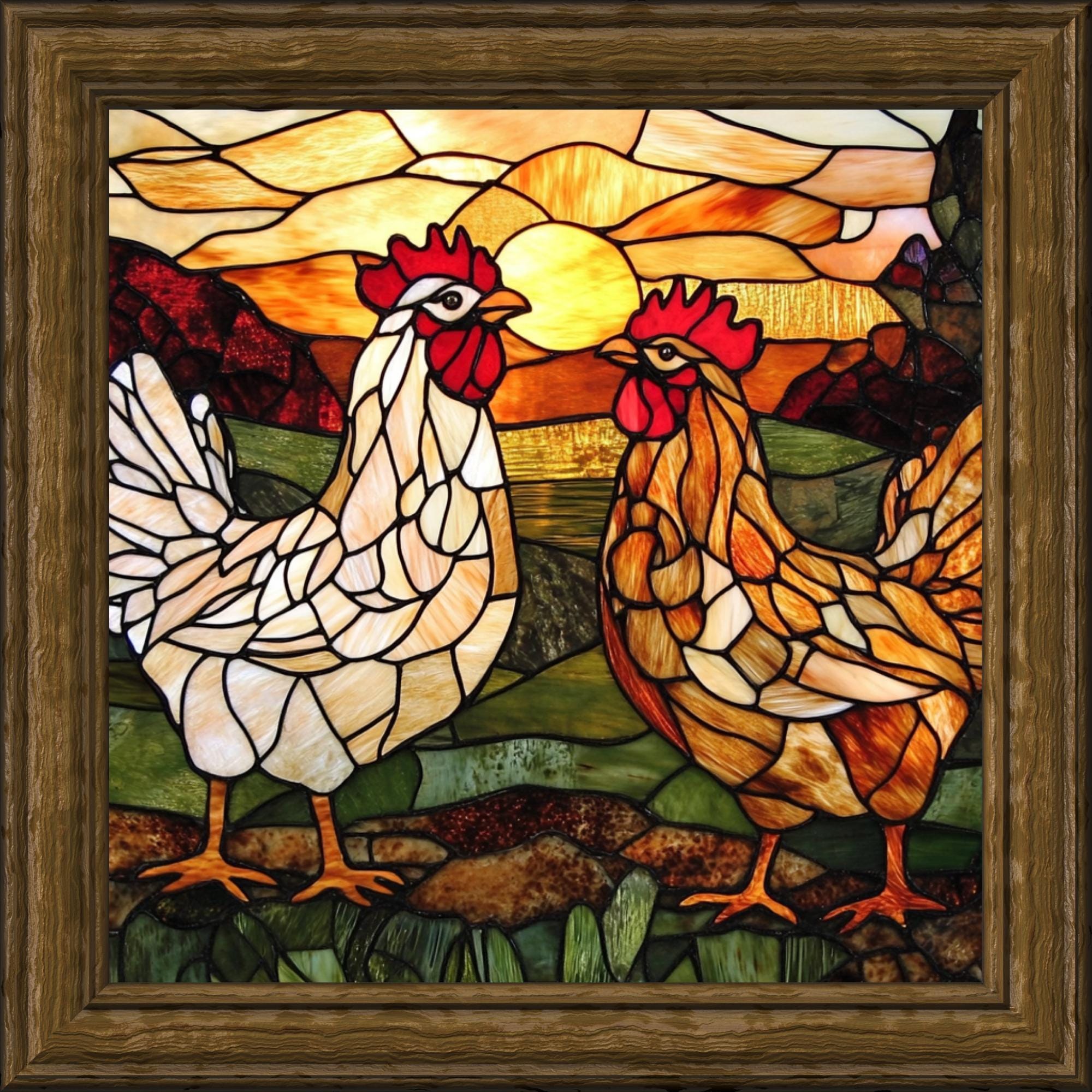 Chickens | Stained Glass Digital Art - Etsy