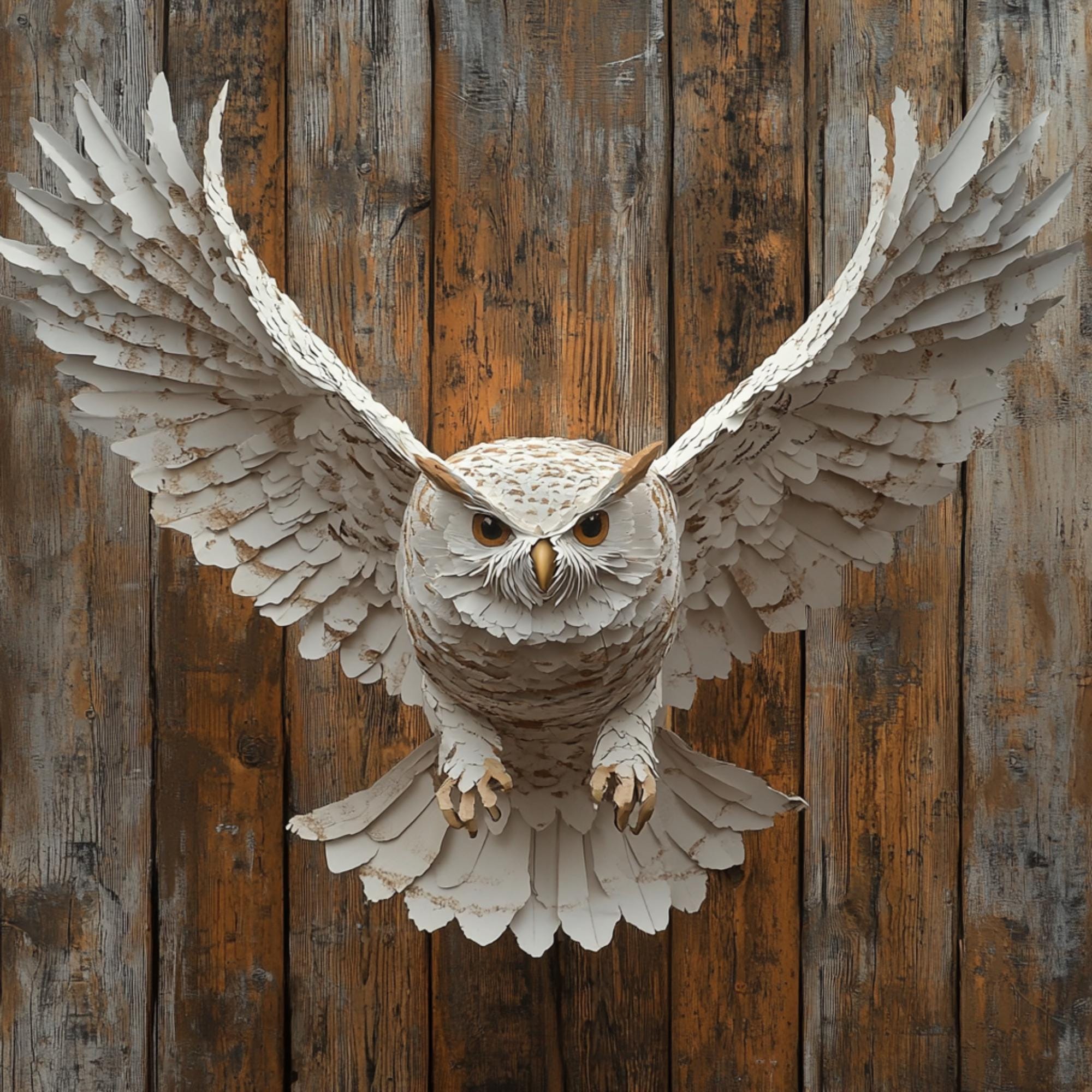 Owl in Flight | Papercraft Owl Digital Art Print - Etsy