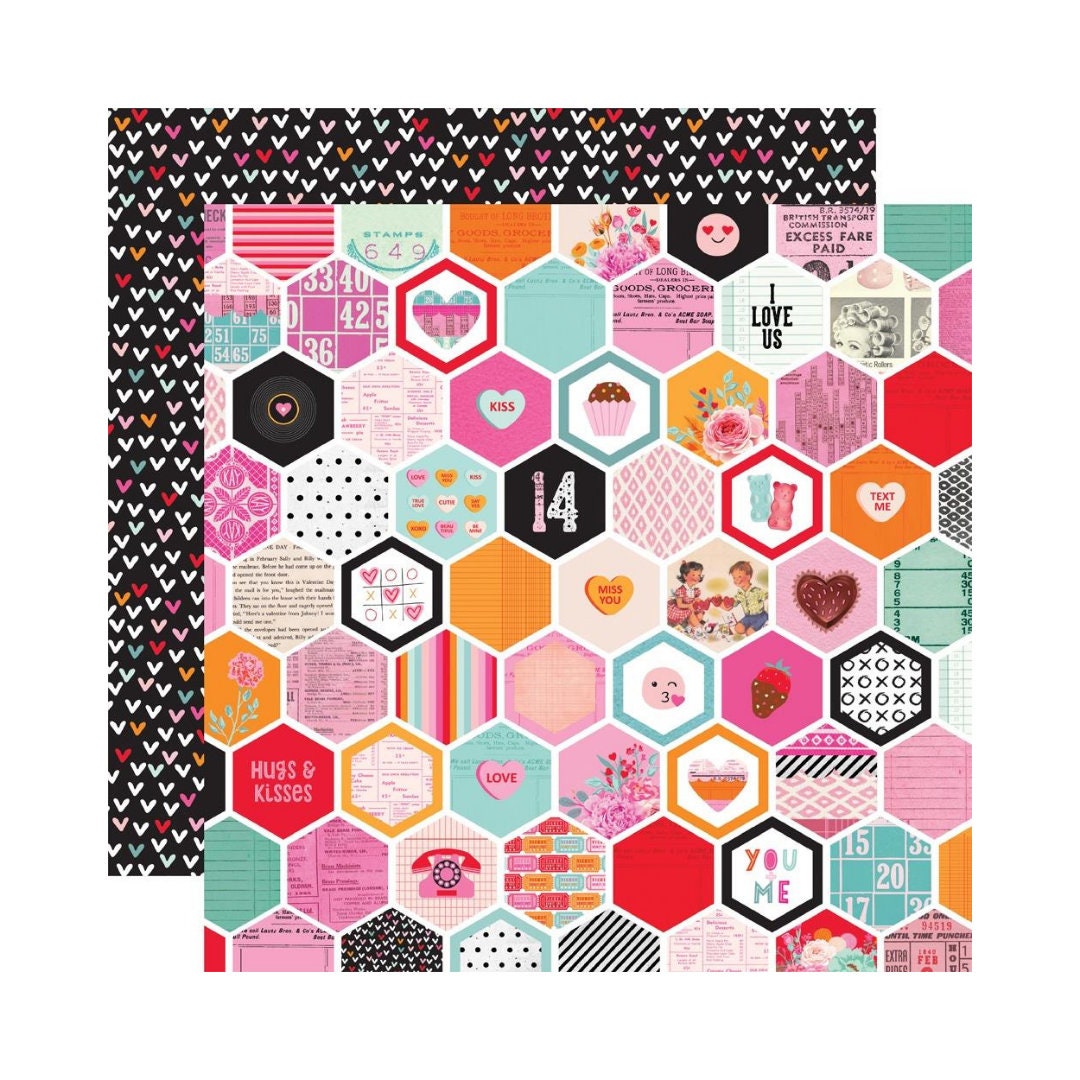 Simple Stories | Heart Eyes | Hugs and Kisses 12 X 12 Paper - Etsy