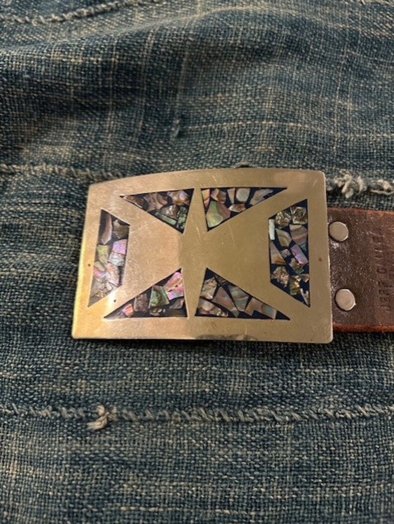 Vintage Jeff Gallea Handcrafted Belt With Mexican Silver and Abalone ...