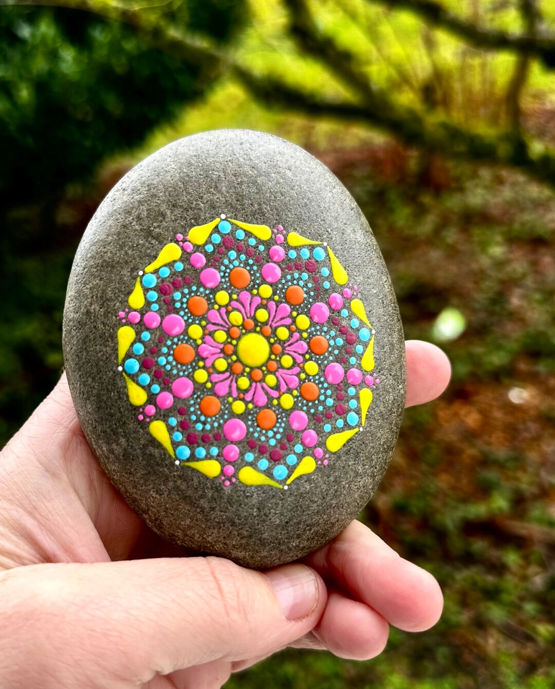 Painted Rocks Dot Rocks Hand Painted Stones Dot Mandala Pebble Art ...