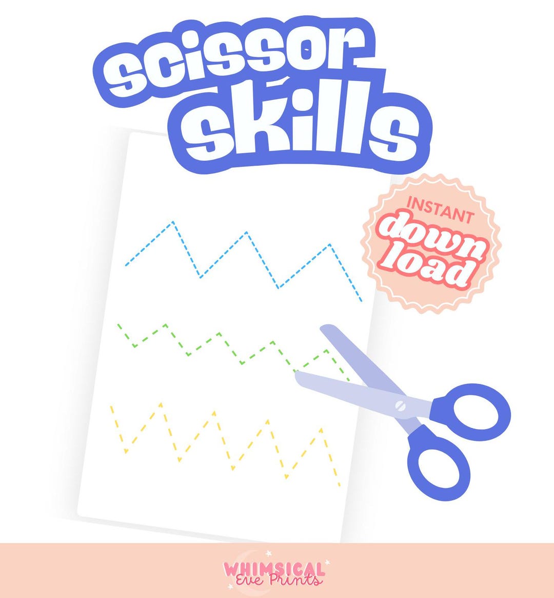 Scissor Skills Exercise, Printable Scissor Practice Sheets, Preschool ...