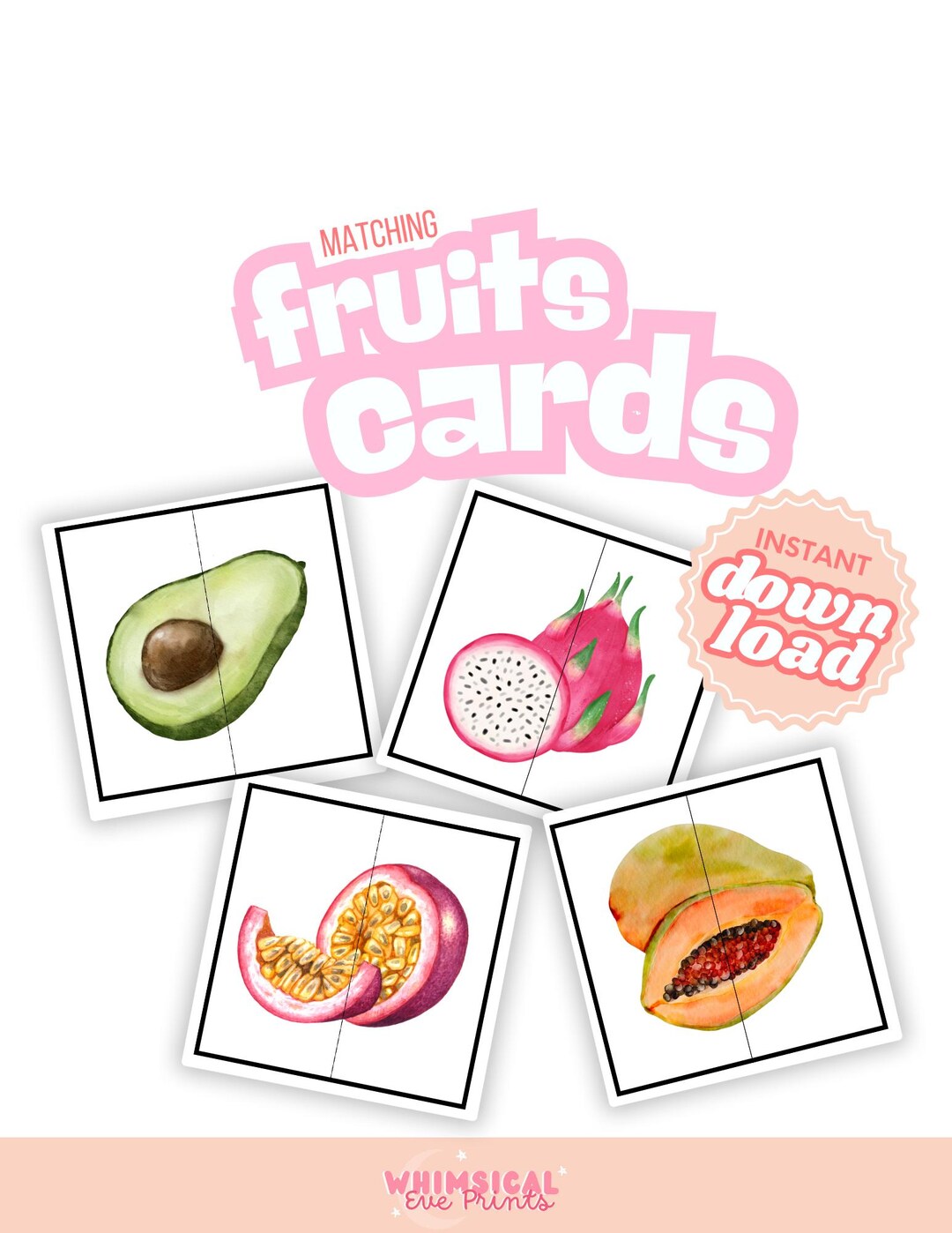 Exotic Fruits Matching Game, Preschool Activities, Printable Fruits ...