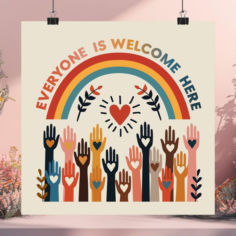 Inclusive Rainbow Print: Diversity Wall Art - Inspirational Home Decor ...