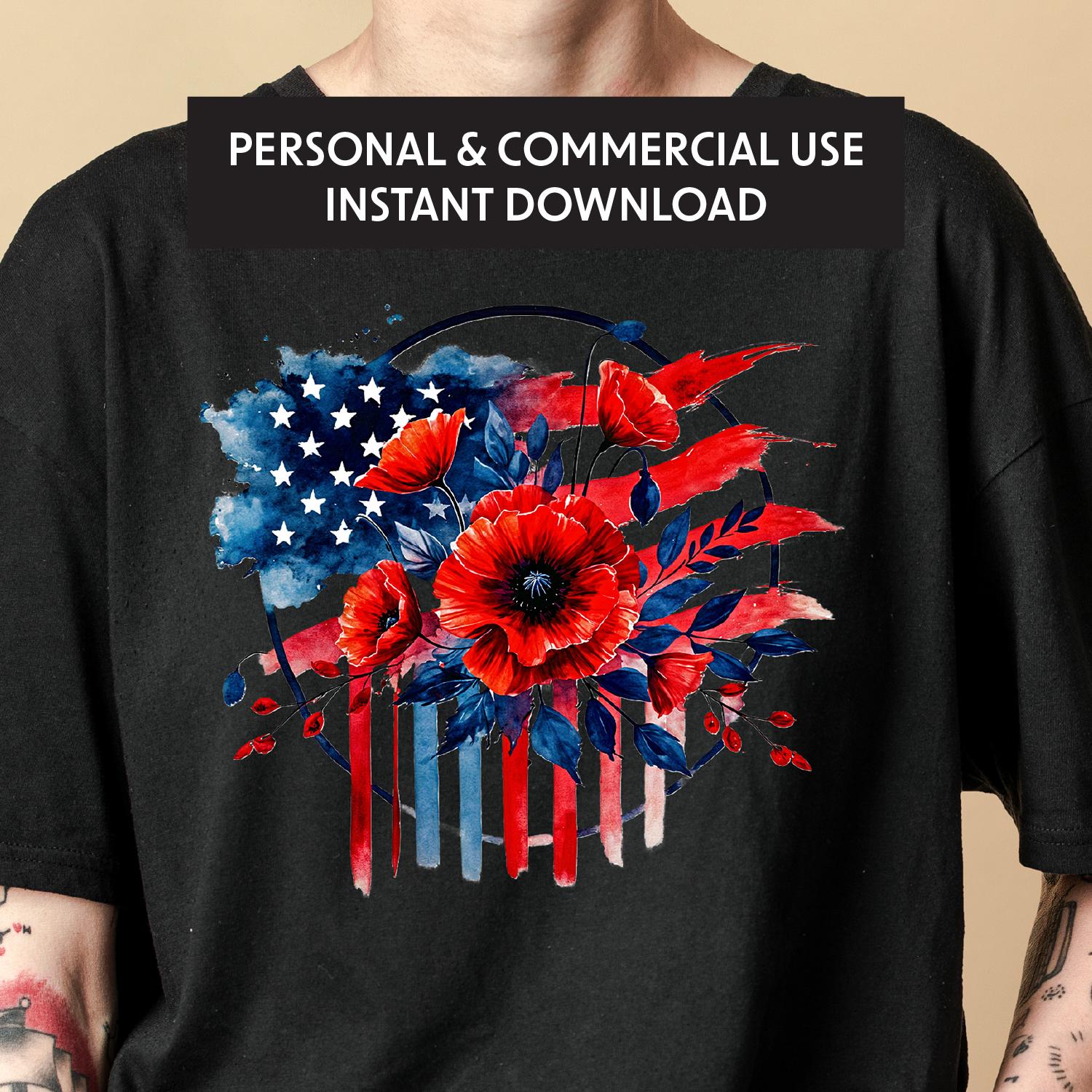 Memorial Day Poppy PNG | Red Poppy Clipart for Sublimation, Shirt ...