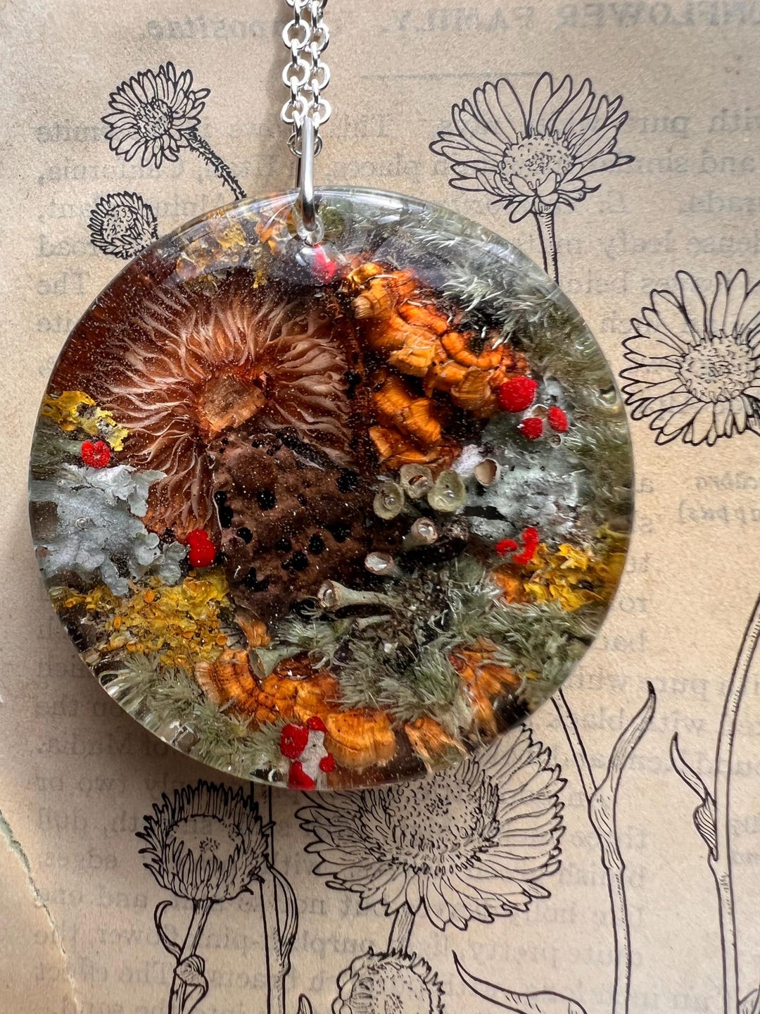 Fungi Lichen Resin Pendant Necklace — Forestcore Jewelry, Nature ...