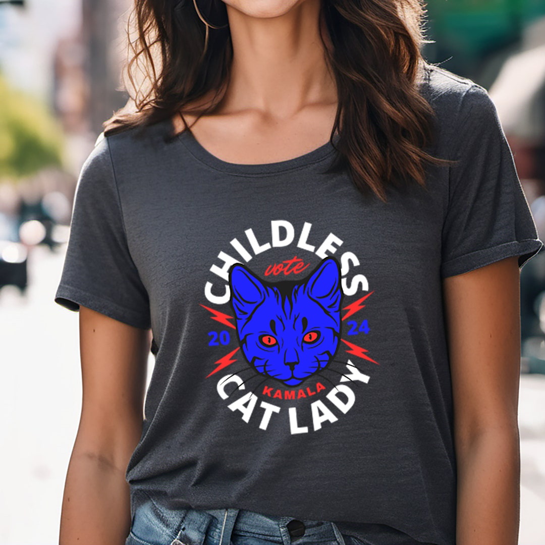 Childless Cat Lady Tee, Kamala Harris, Unisex Jersey Short Sleeve T ...