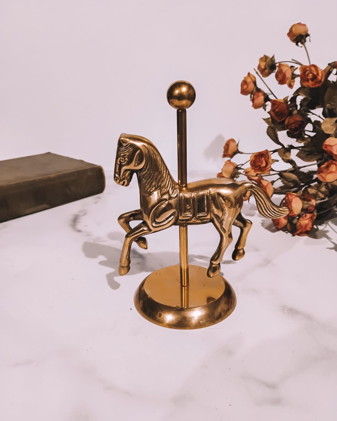 Solid Brass Carousel Horse Figure on Base - Etsy