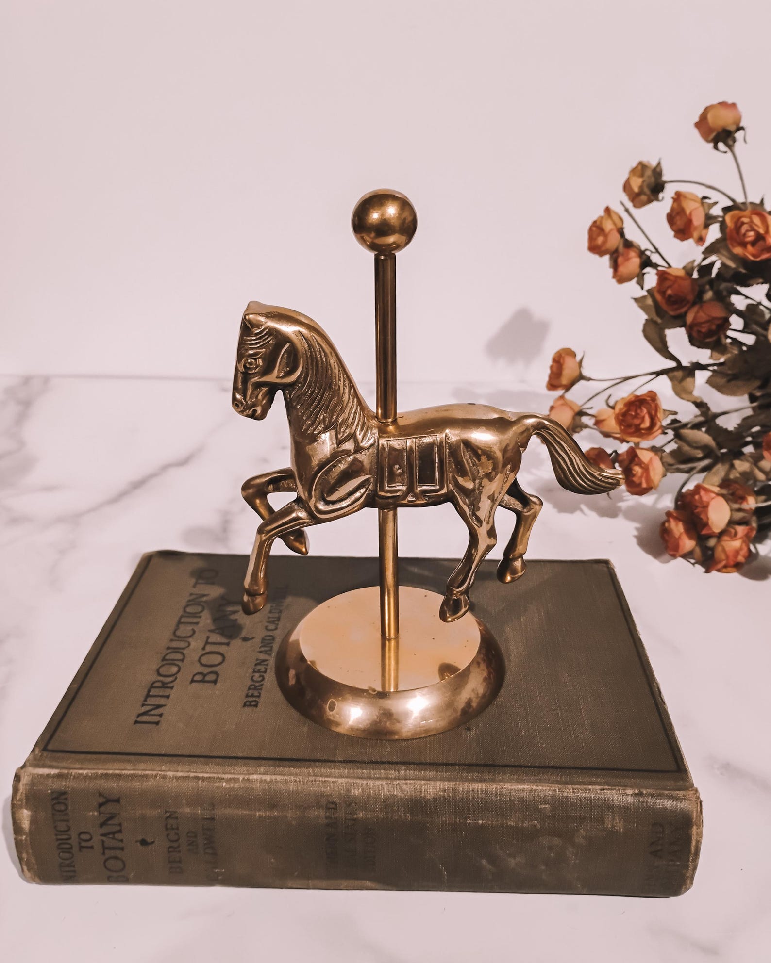 Solid Brass Carousel Horse Figure on Base - Etsy