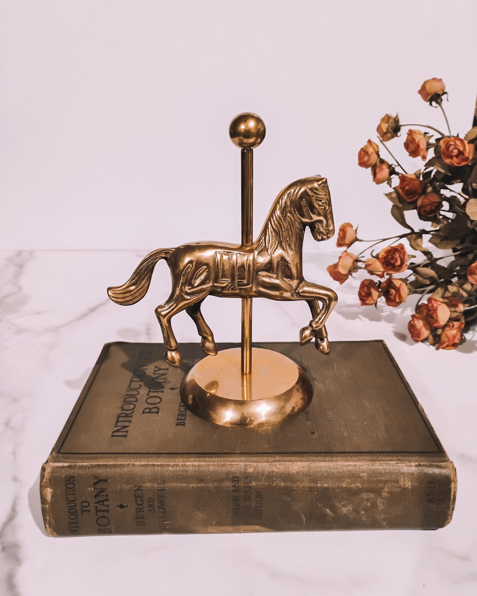 Solid Brass Carousel Horse Figure on Base - Etsy