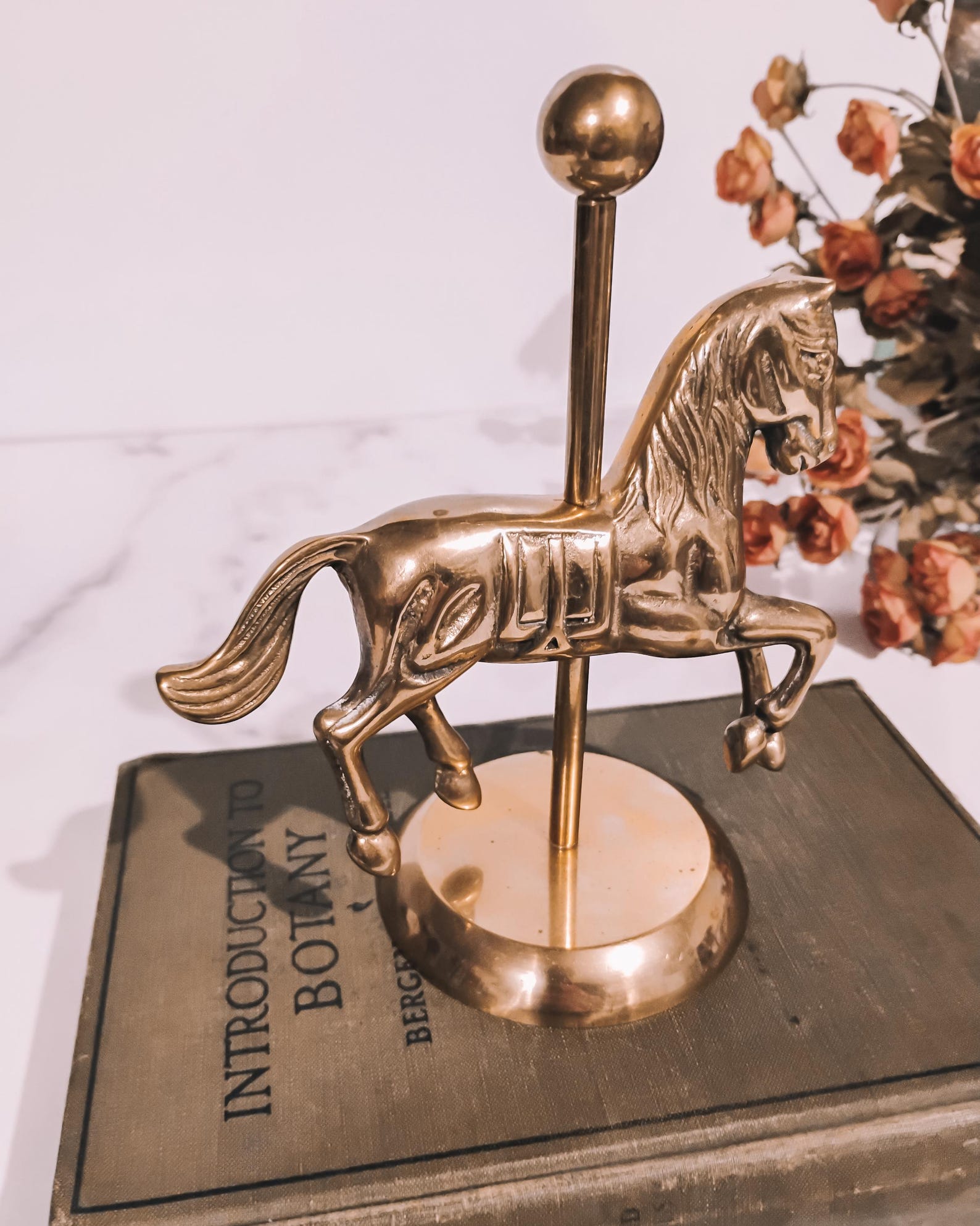 Solid Brass Carousel Horse Figure on Base - Etsy