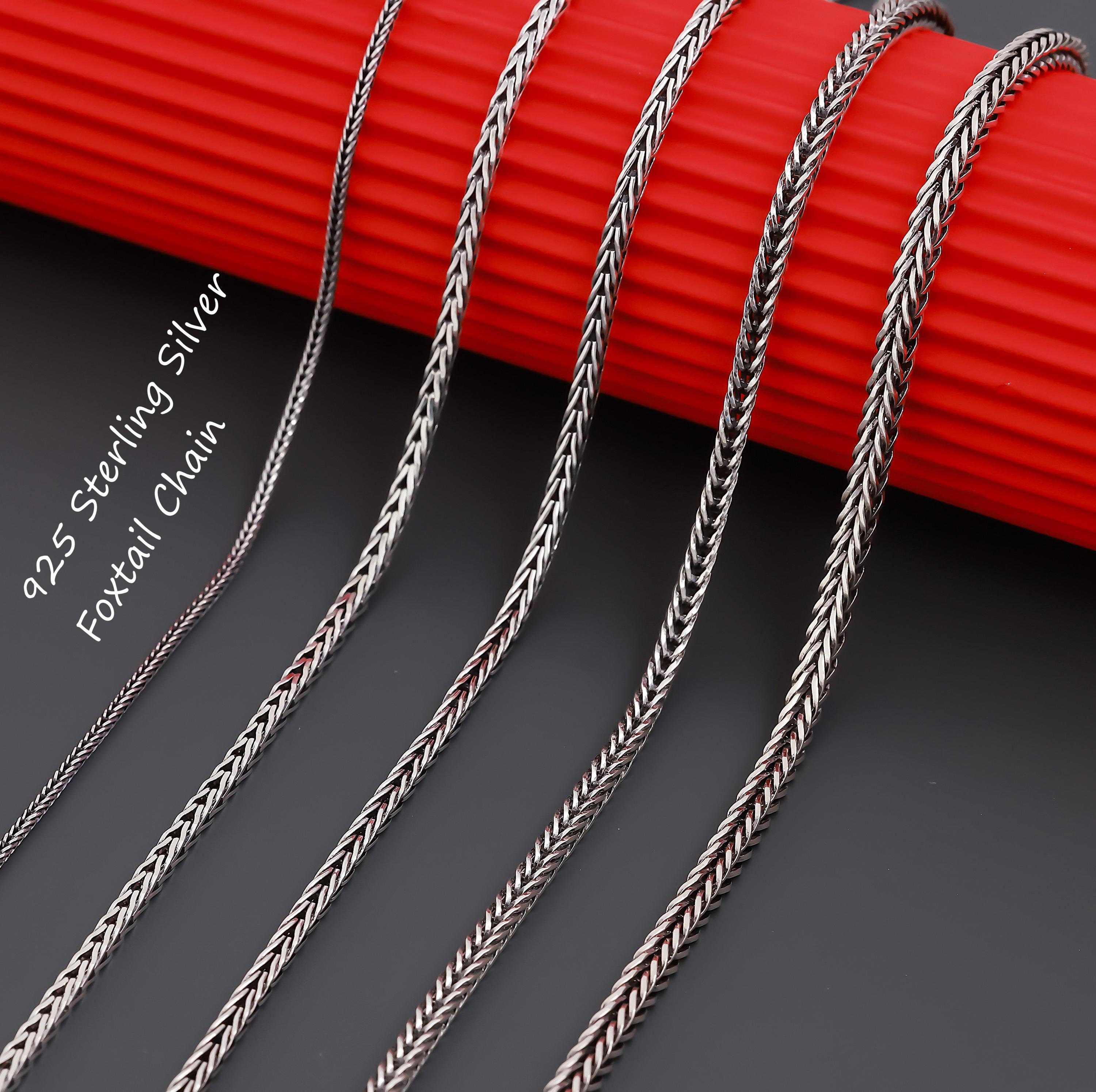 925 Sterling Silver Foxtail Chain Necklace Men, Oxidized Wheat Bali ...
