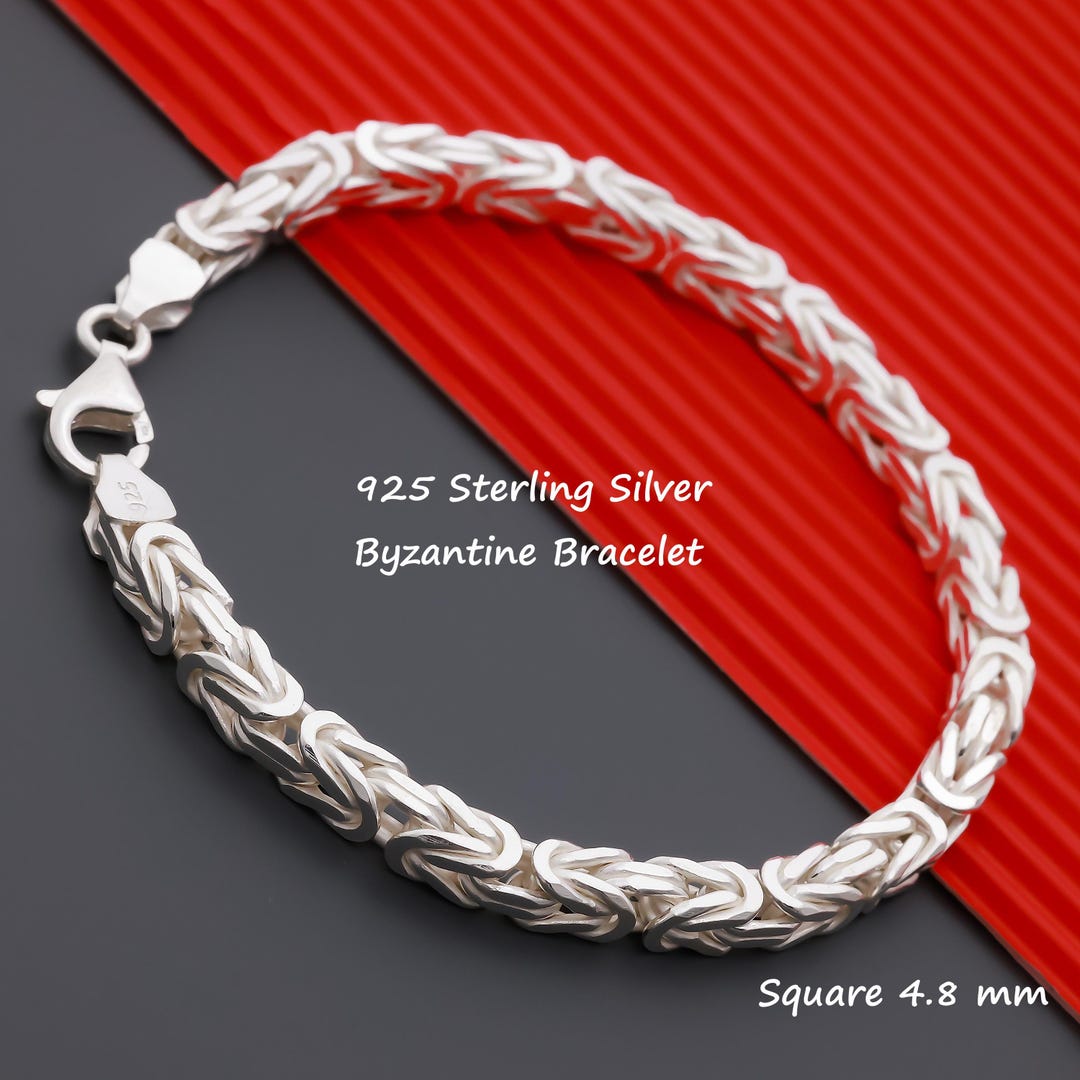 925 Sterling Silver Byzantine Chain Bracelet Women, Viking Bali White ...