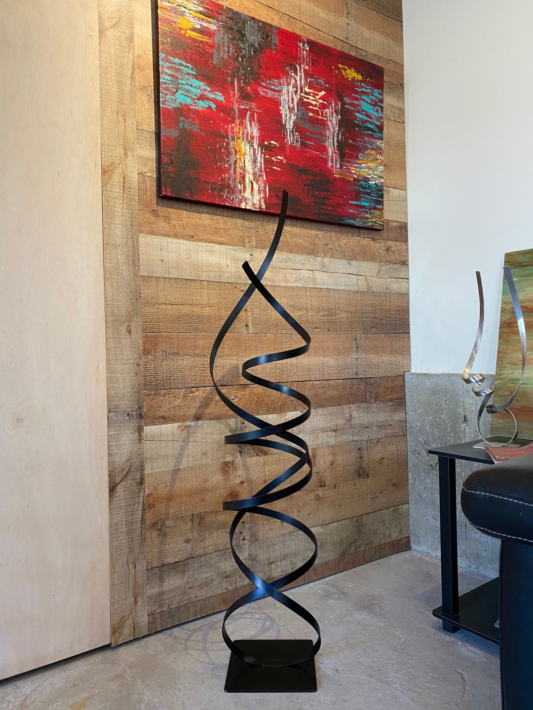 Modern Abstract Aluminum Metal Sculpture Black Garden Sculpture In ...