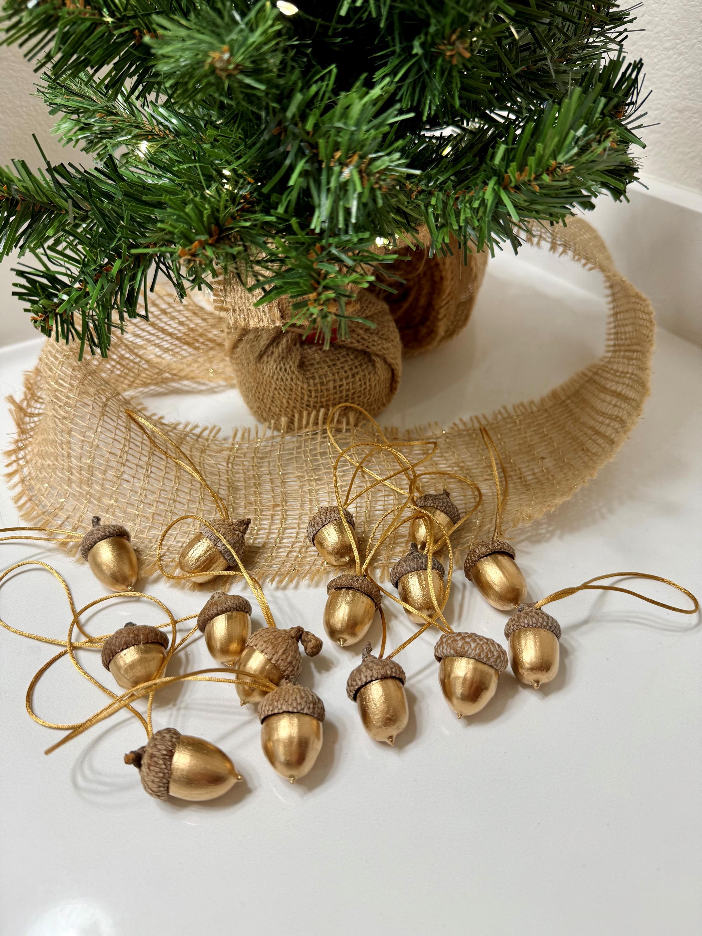 Gold Gilded Acorn Christmas Ornaments, Set of 15 - Etsy