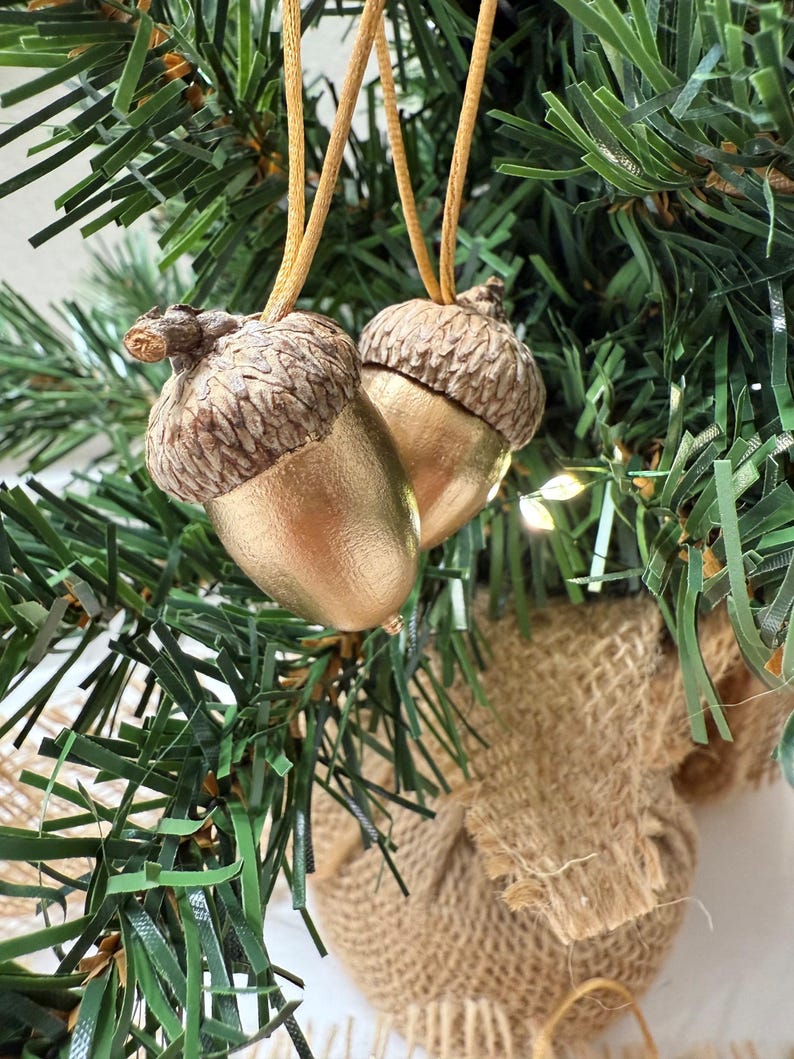 Gold Gilded Acorn Christmas Ornaments, Set of 15 - Etsy