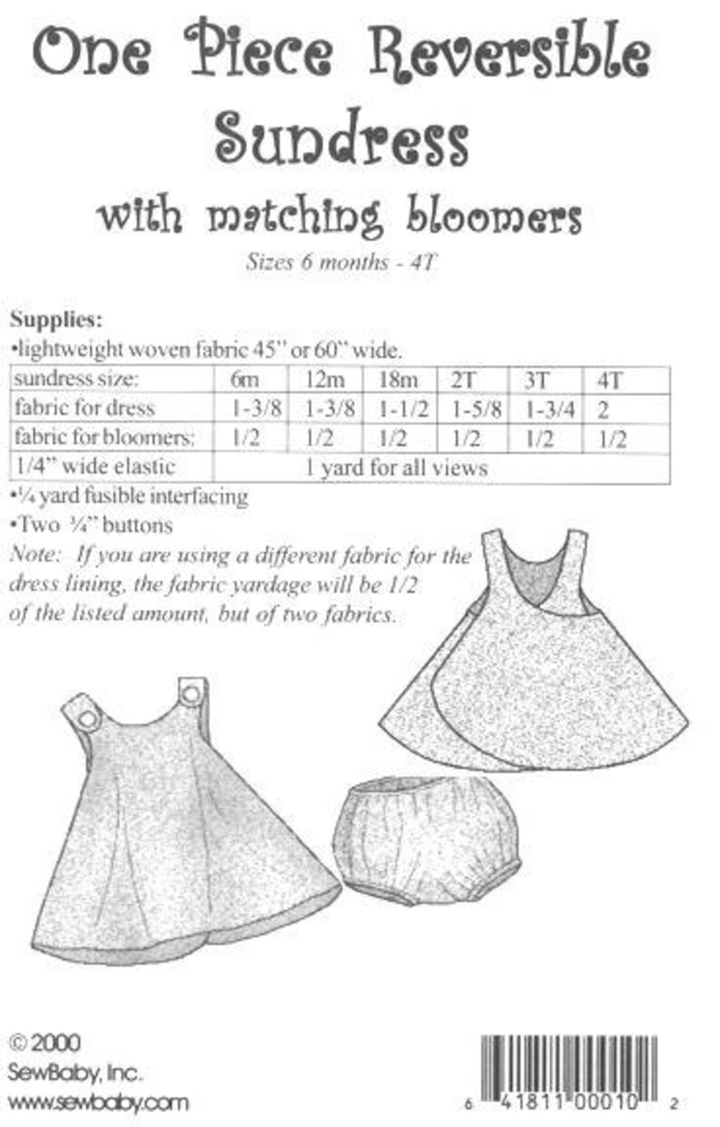 Reversible Sundress and Bloomers PDF Pattern 6 Months - 4T - Etsy