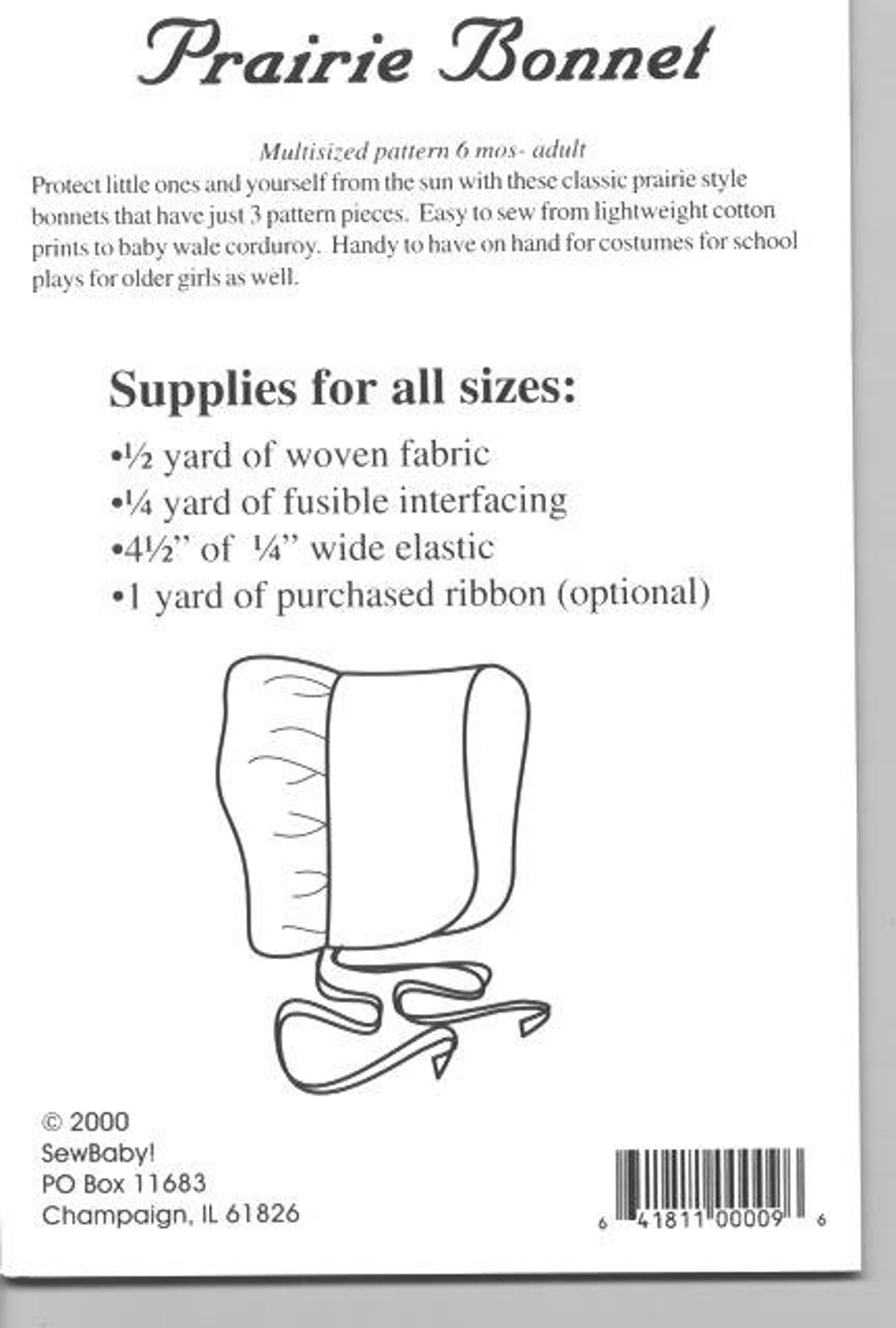 Prairie Bonnet E-pattern - Etsy