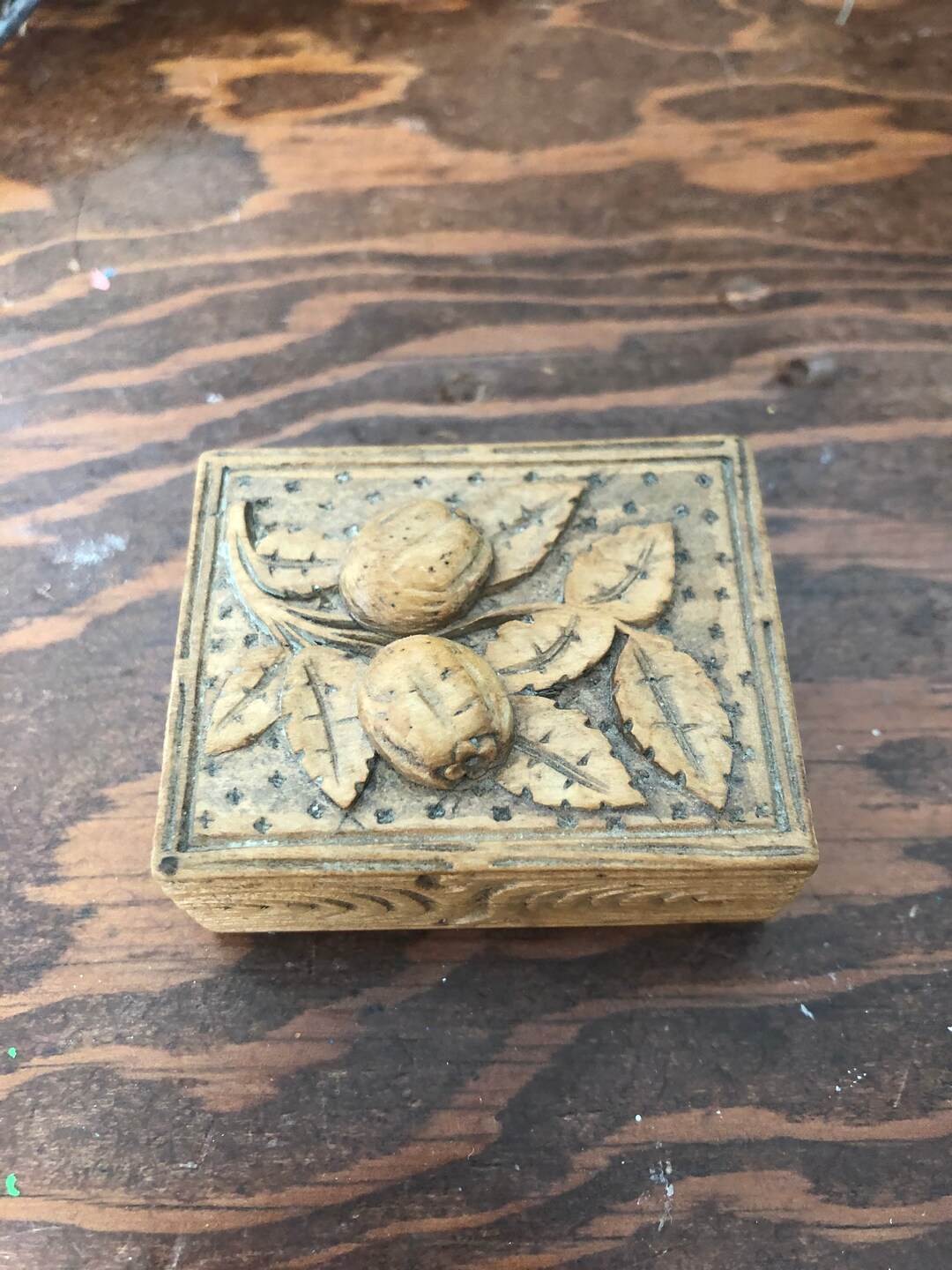 Antique Black Forest Stamp Box - Etsy