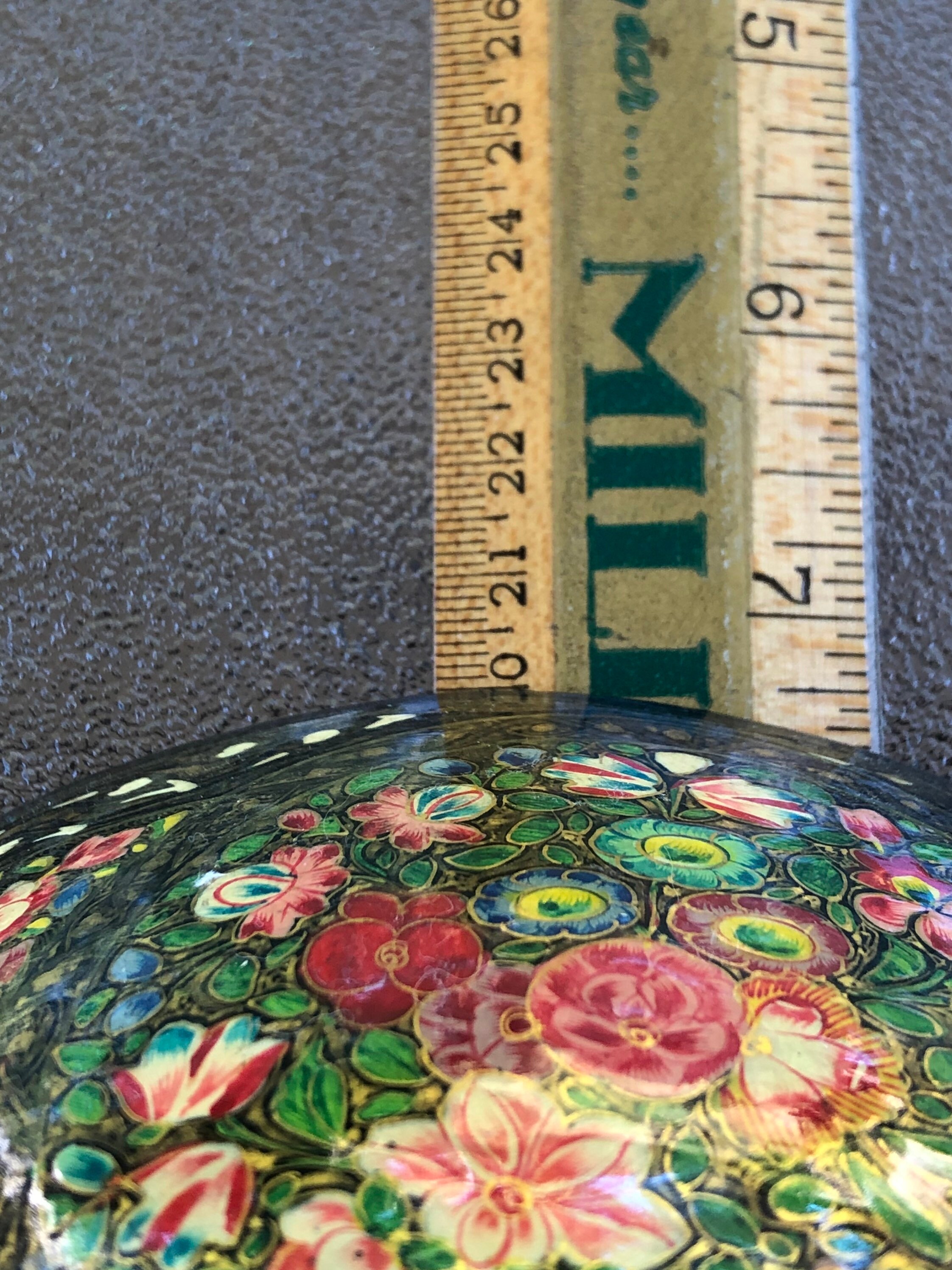 Multicoloured Paper Mache Floral Laquered Bowl With Detailed Floral ...