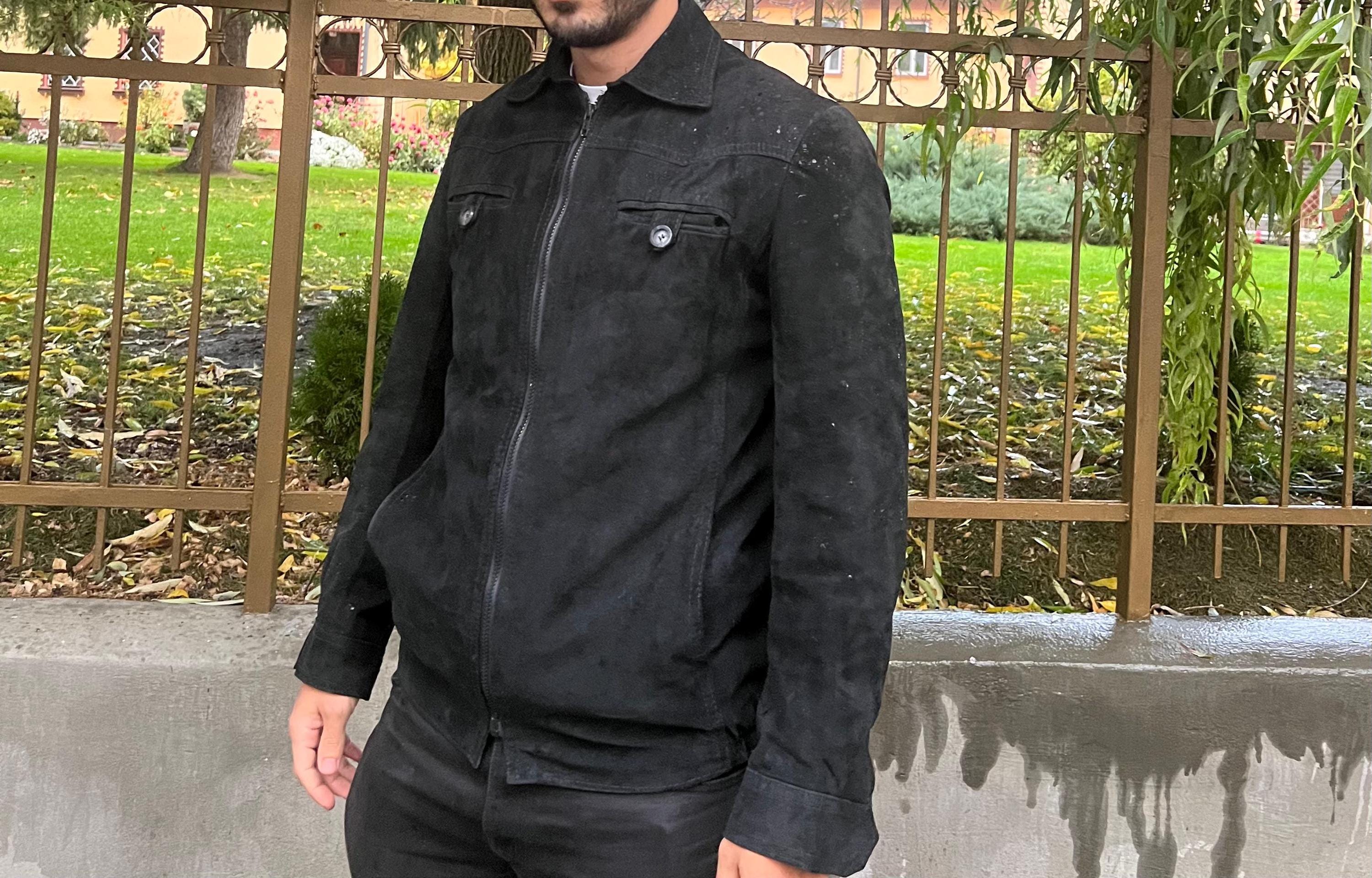 Vintage Suede Jacket, Zipped Suede Jacket, Distressed Leather Jacket ...