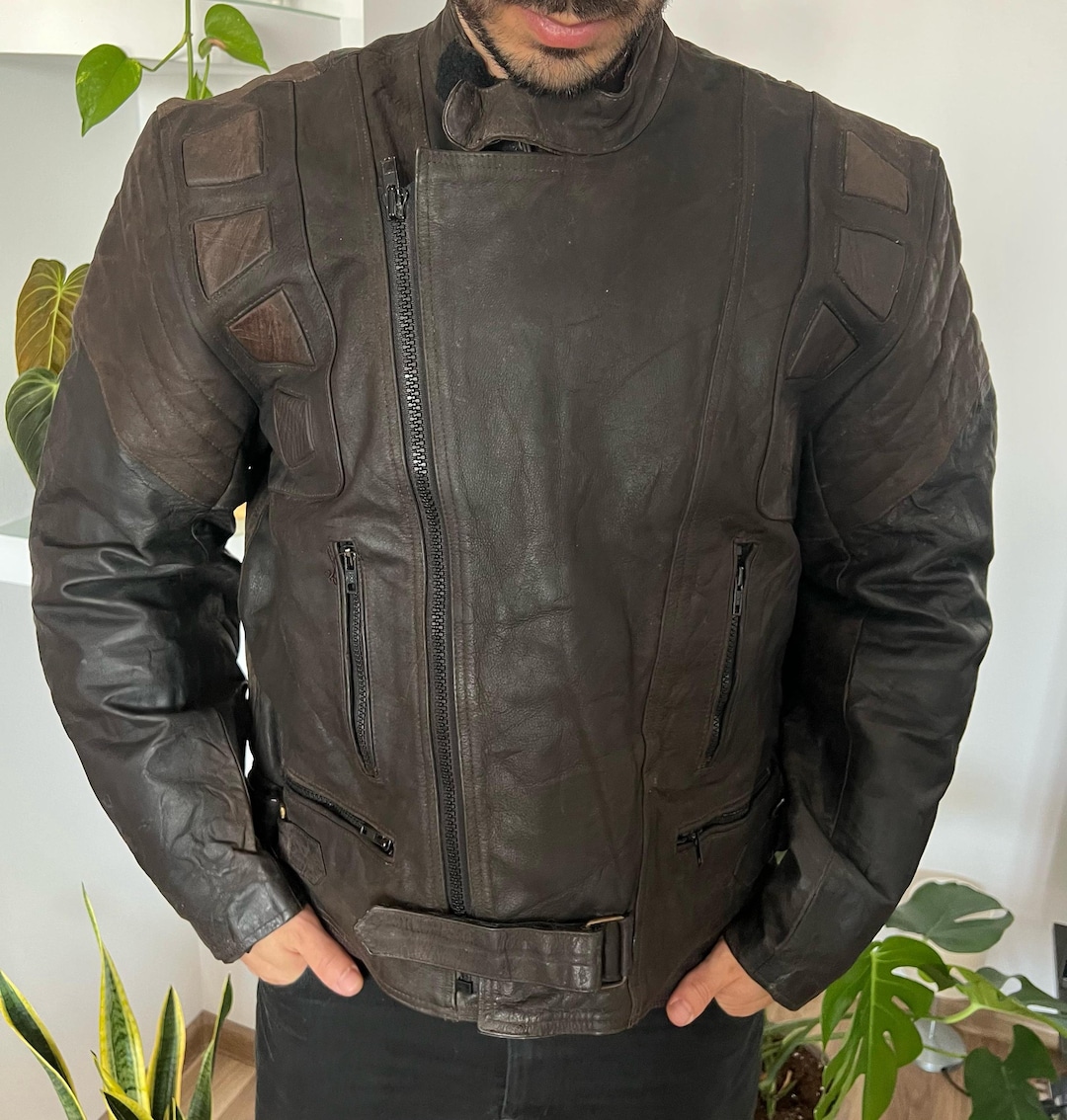 Vintage Brown Motorcycle Jacket | Biker Jacket | Cafe Racer | XXL for ...