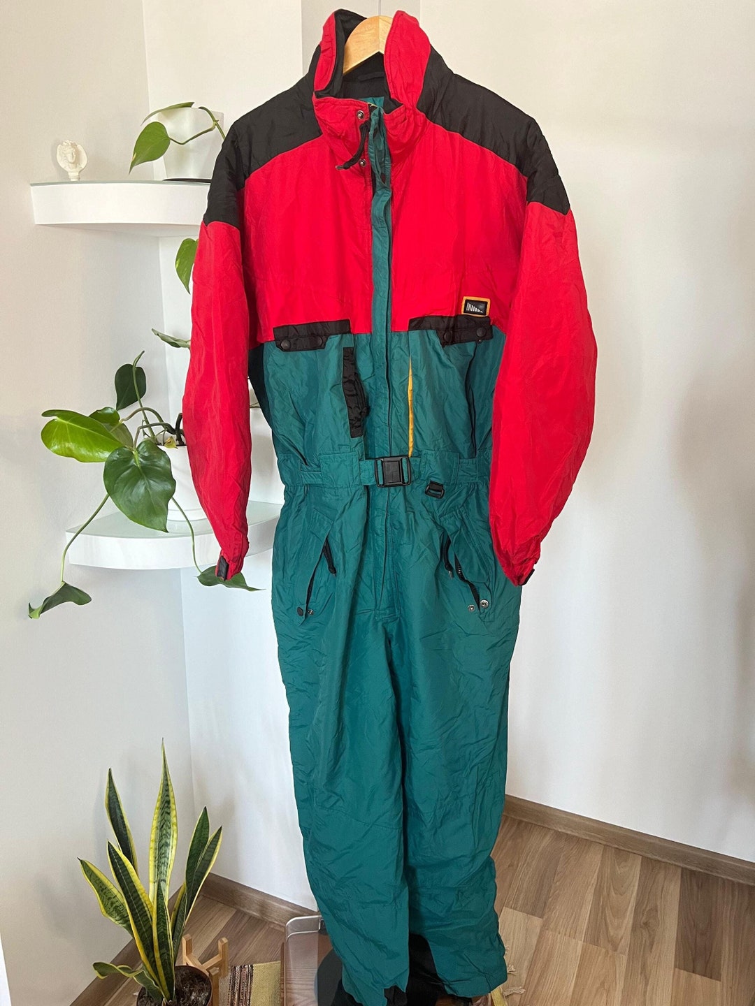 Edge One-piece Ski Suit: Red & Green 80s Snowsuit (man M/ Woman L) - Etsy