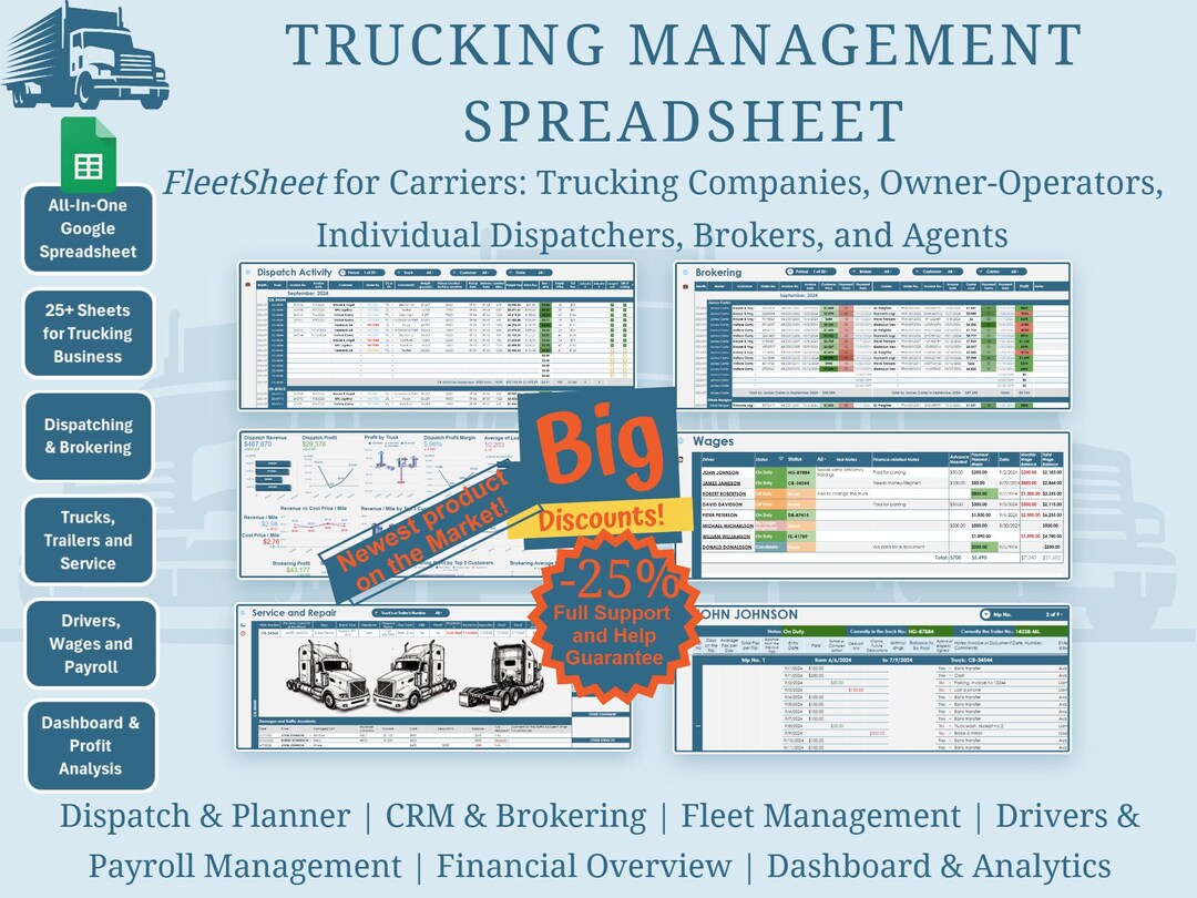 Trucking Spreadsheet All-in-one Trucking Operations Management Tool for ...