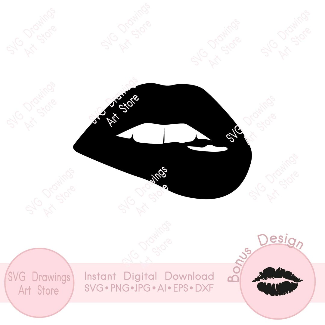 Biting Lip Svg, Lips Svgs, Lips Digital Download, Biting Lips With ...
