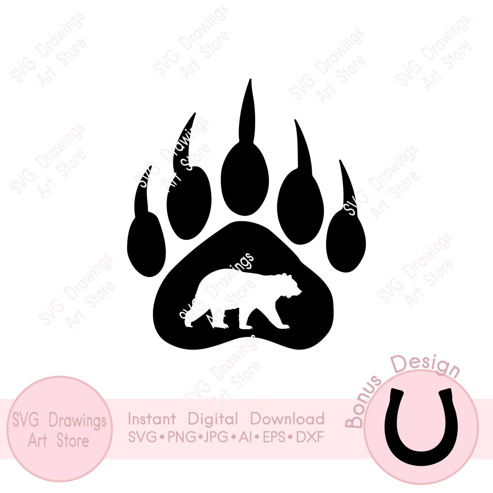 Bear Claw Svg, Bear Paw Print Svg, Bear Paws Svg, Bear Paw Split ...