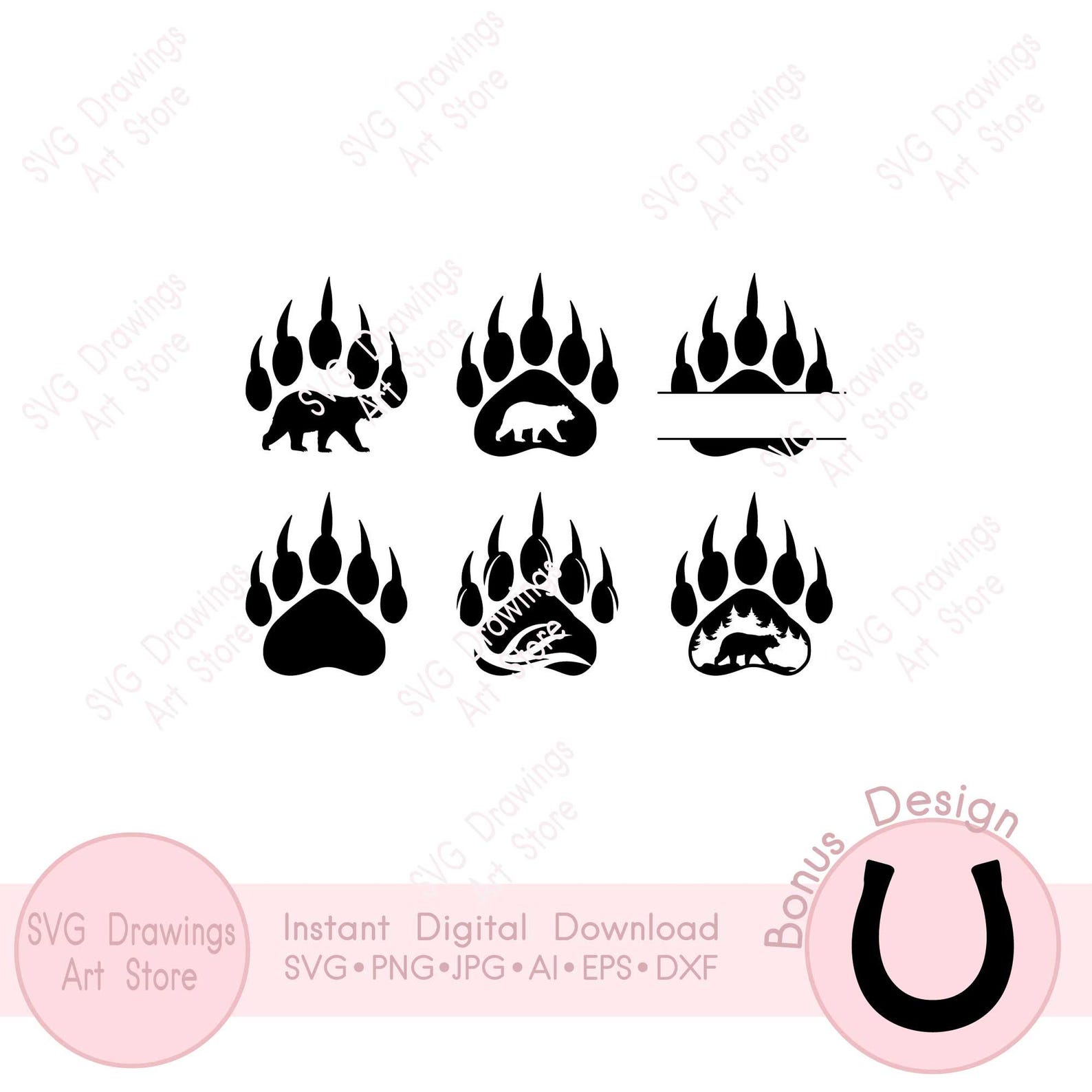 Bear Claw Svg, Bear Paw Print Svg, Bear Paws Svg, Bear Paw Split ...