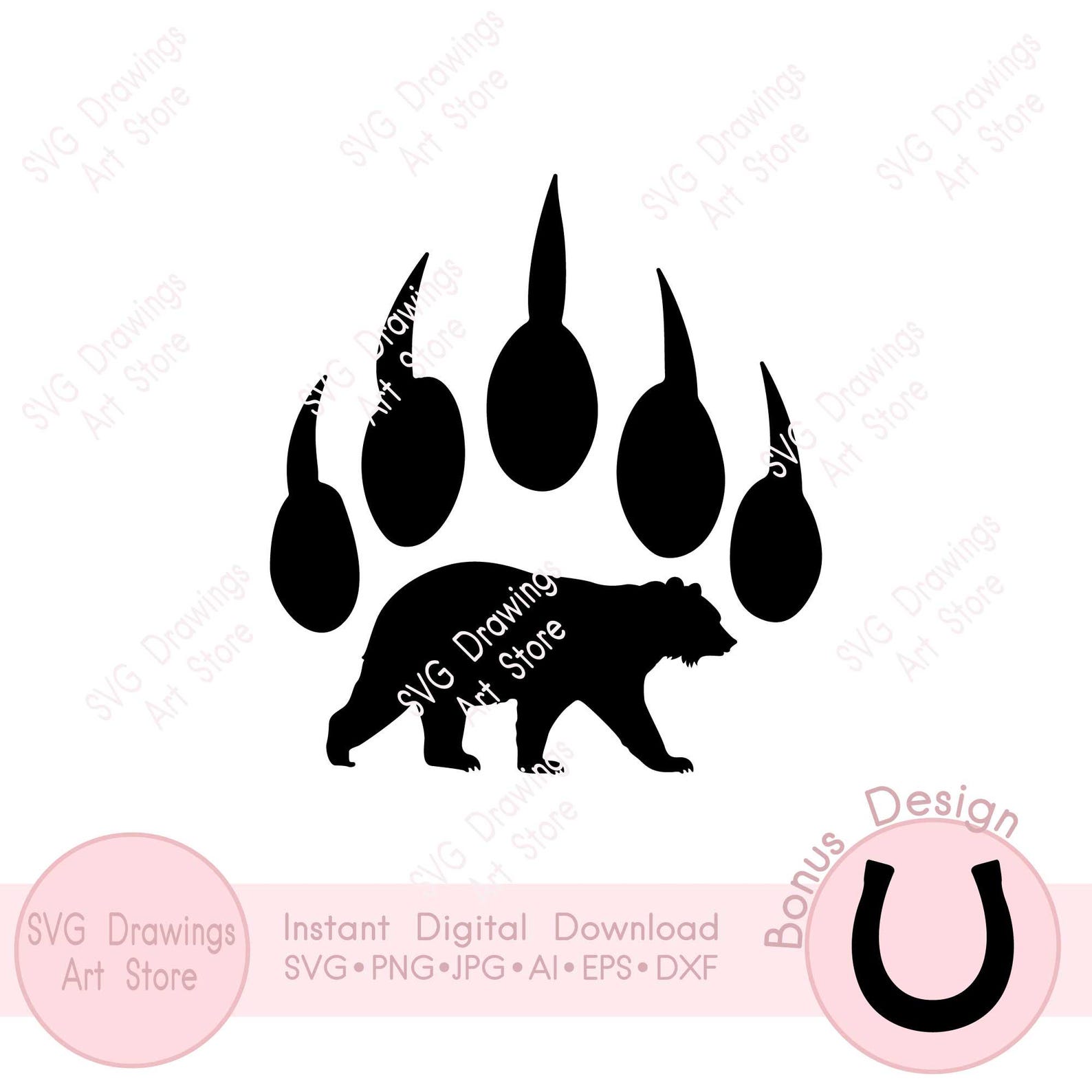Bear Claw Svg, Bear Paw Print Svg, Bear Paws Svg, Bear Paw Split ...