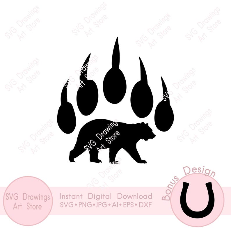 Bear Claw Svg, Bear Paw Print Svg, Bear Paws Svg, Bear Paw Split ...