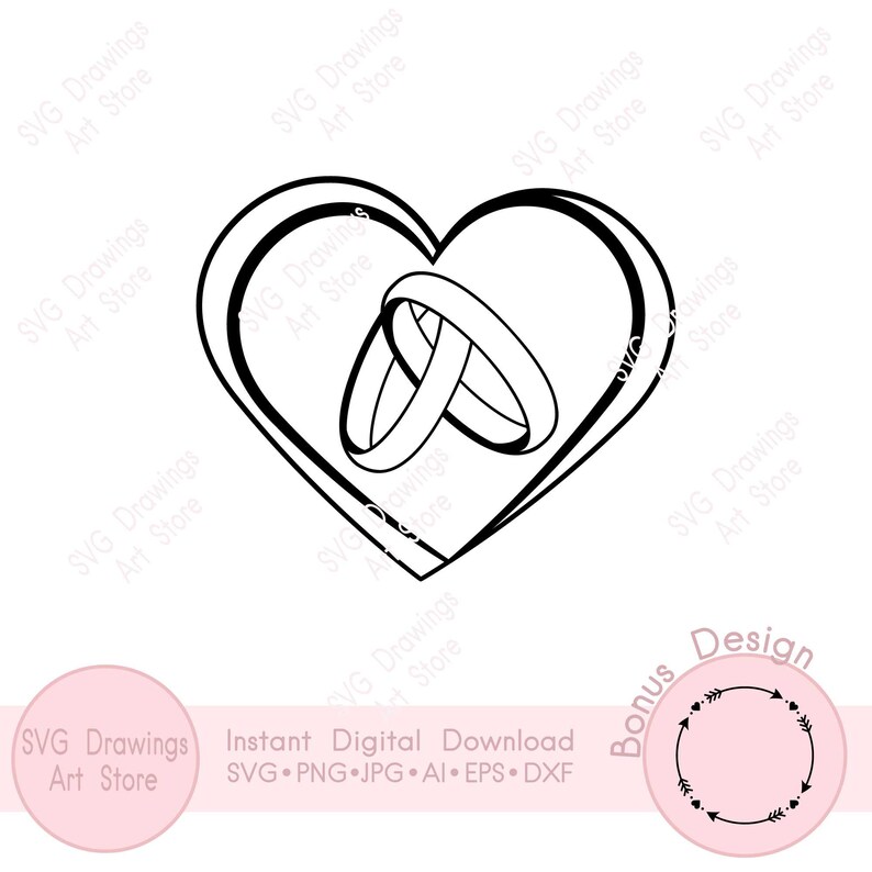 Interlocking Wedding Rings Svg, Wedding Bands Svg, Wedding Ring Stencil ...