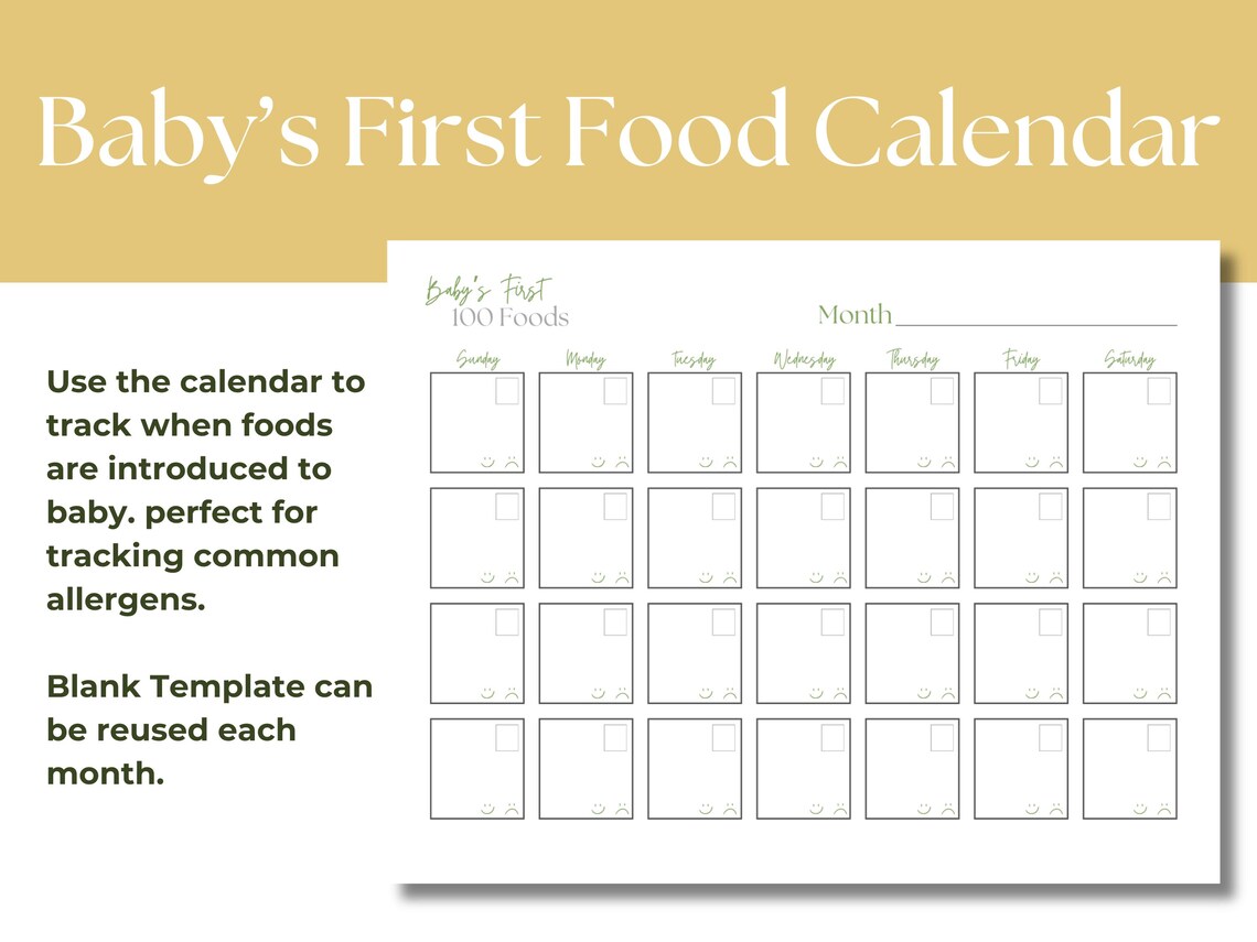 Babys First Foods, Baby Food Tracker, Baby Allergen Tracker, Baby Meal ...