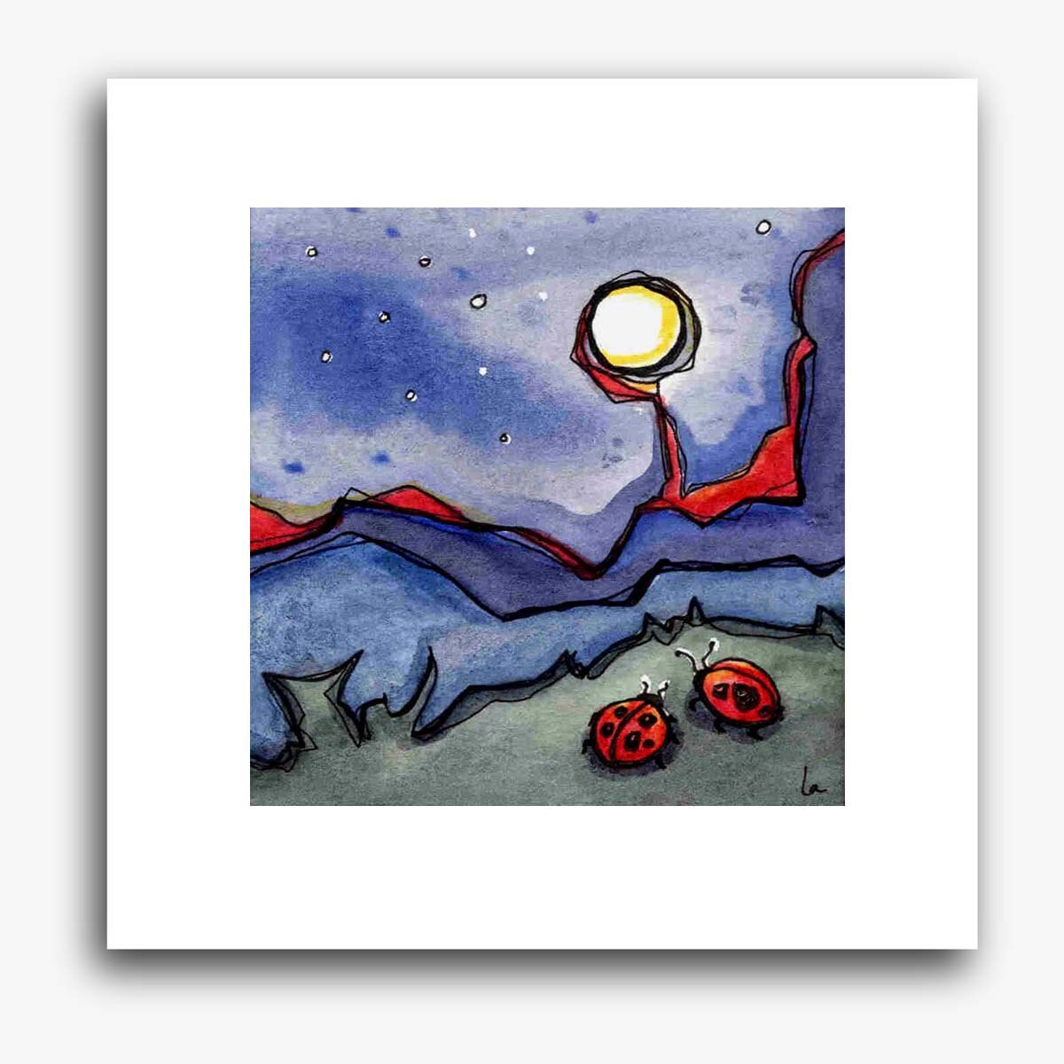 Moon Bugs Small Square Print - Etsy