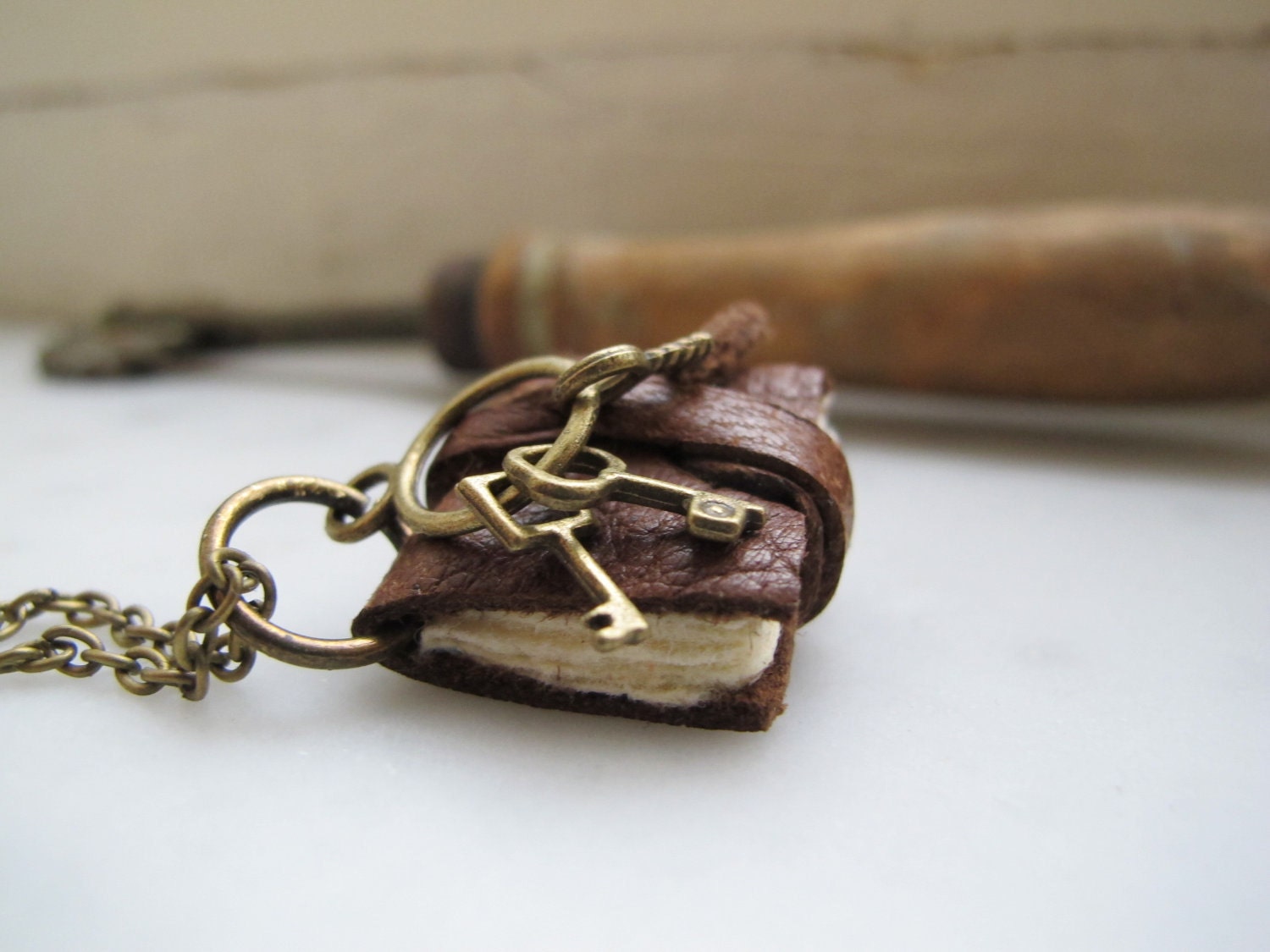 Mini Book Necklace, With Keys for Your Heart - Etsy