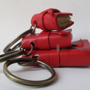 Set of 3 Mini Book Key Rings in Red Leather - Etsy