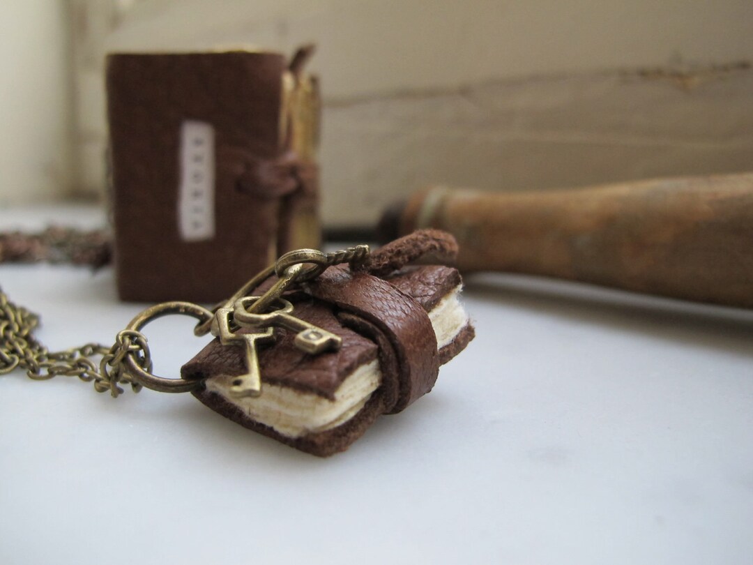 Mini Book Necklace, With Keys for Your Heart - Etsy