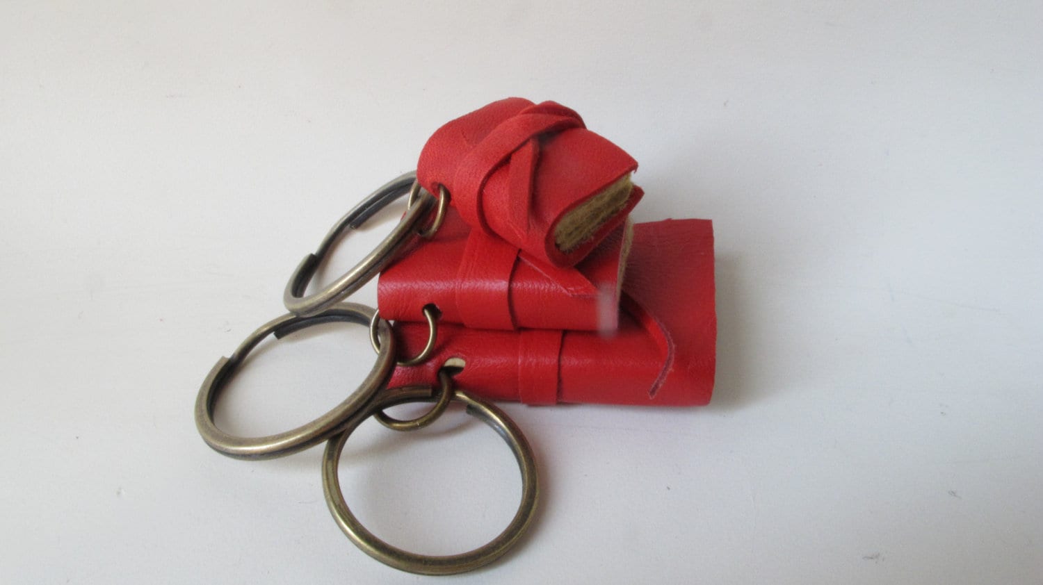 Set of 3 Mini Book Key Rings in Red Leather - Etsy