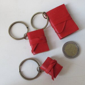 Set of 3 Mini Book Key Rings in Red Leather - Etsy