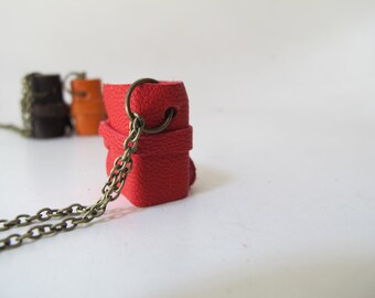 Set of 3 Mini Book Key Rings in Red Leather - Etsy