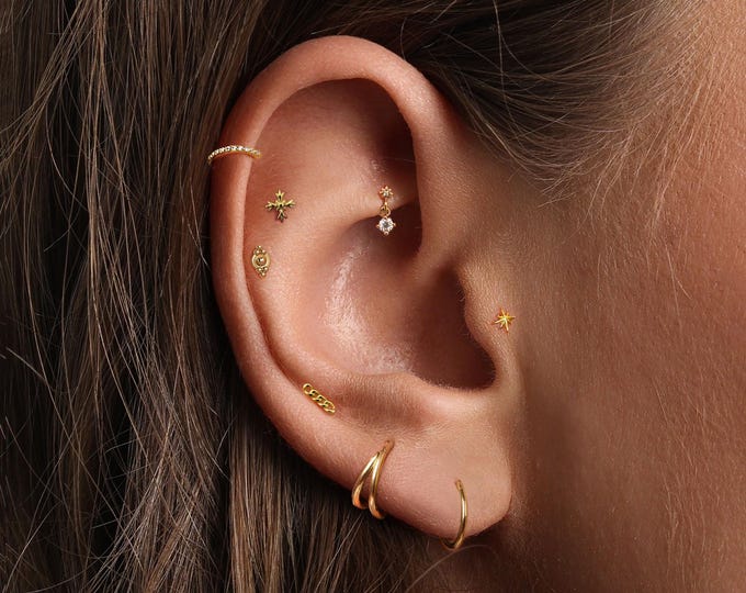 20G/18G/16G Flat Circle Push Pin Labret •threadless Flat Back Earring ...