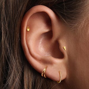 20G/18G/16G Tiny Lock Push Pin Labret • Threadless Flat Back Earring ...